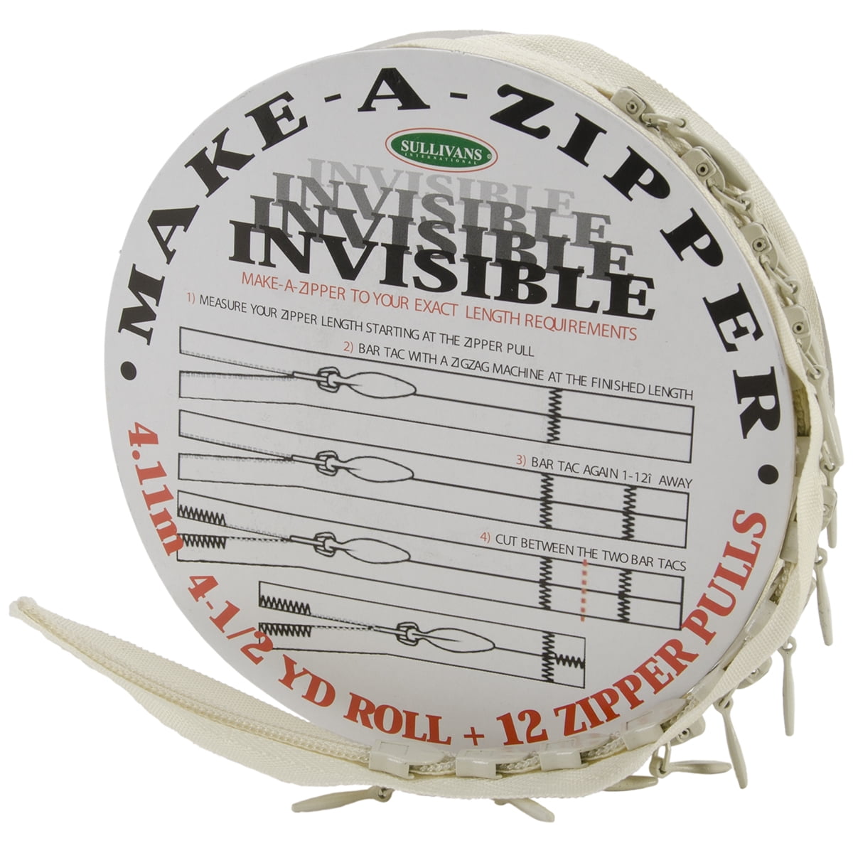 Sullivans Make-A-Zipper Kit Invisible, 4-1/2 Yds - Walmart.com