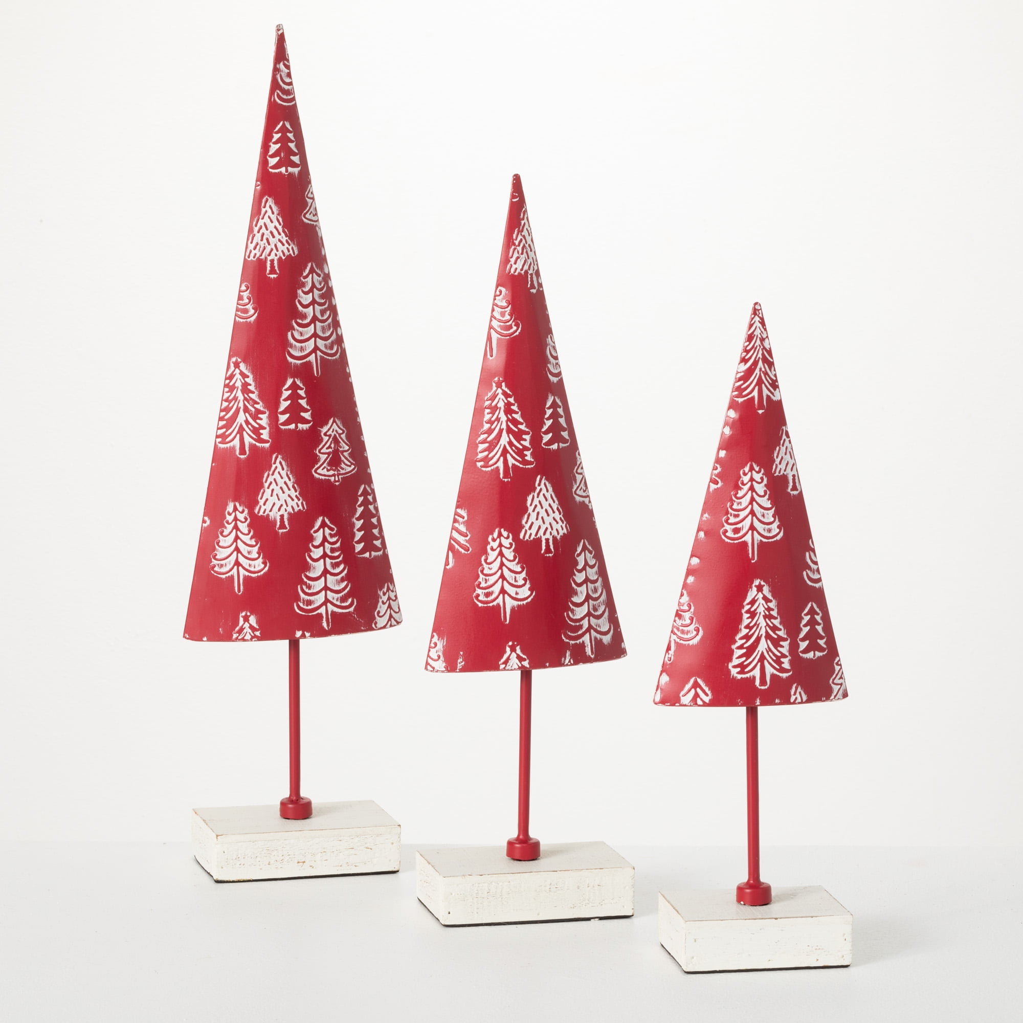 Sullivans Red Motif Cone Tree Multicolor 21.5"H Metal Set of 3 ...