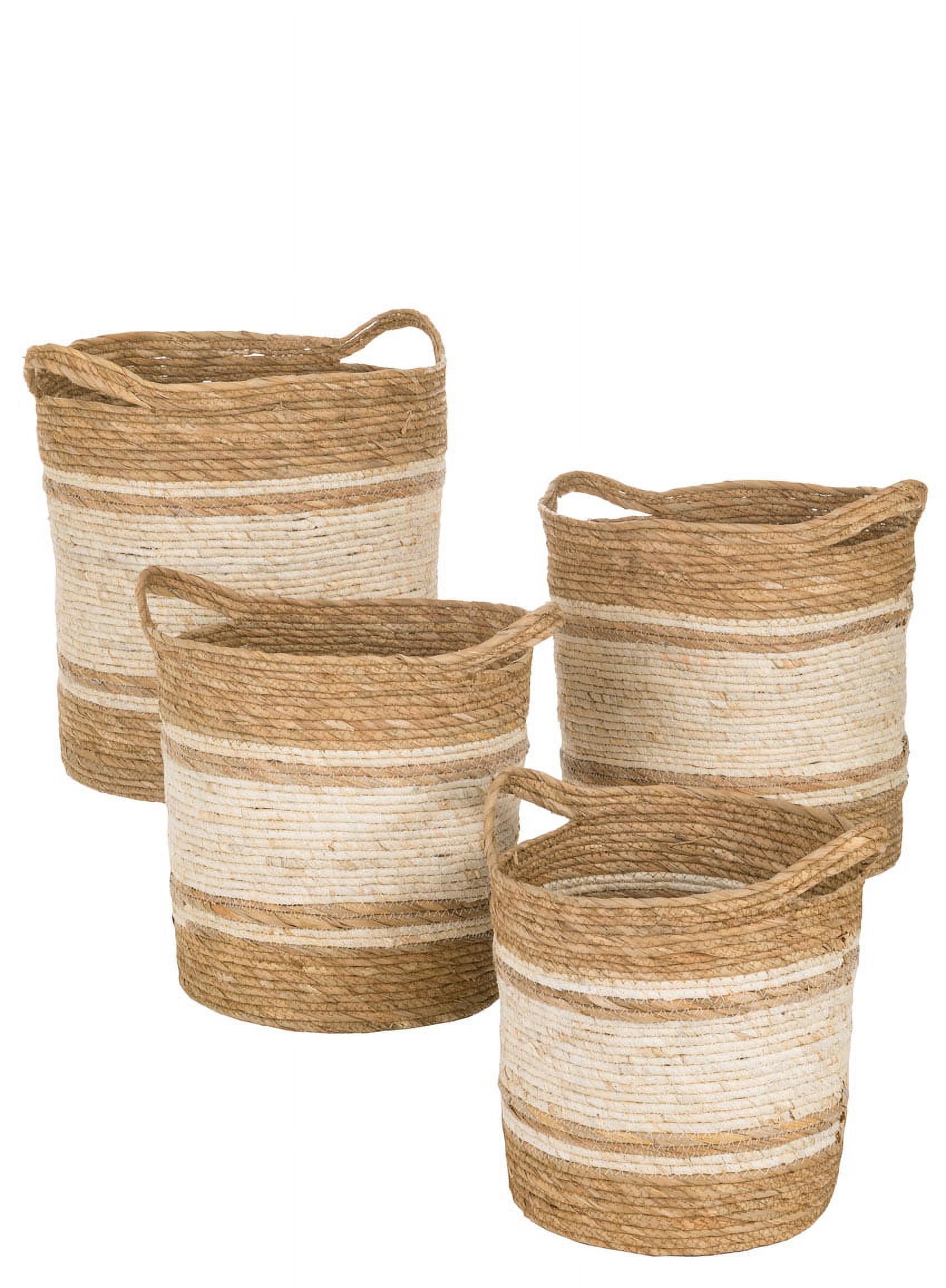 Sullivans Set of 4 Baskets 18"H, 15.5"H, 14.5"H & 13.5"H Off-White ...