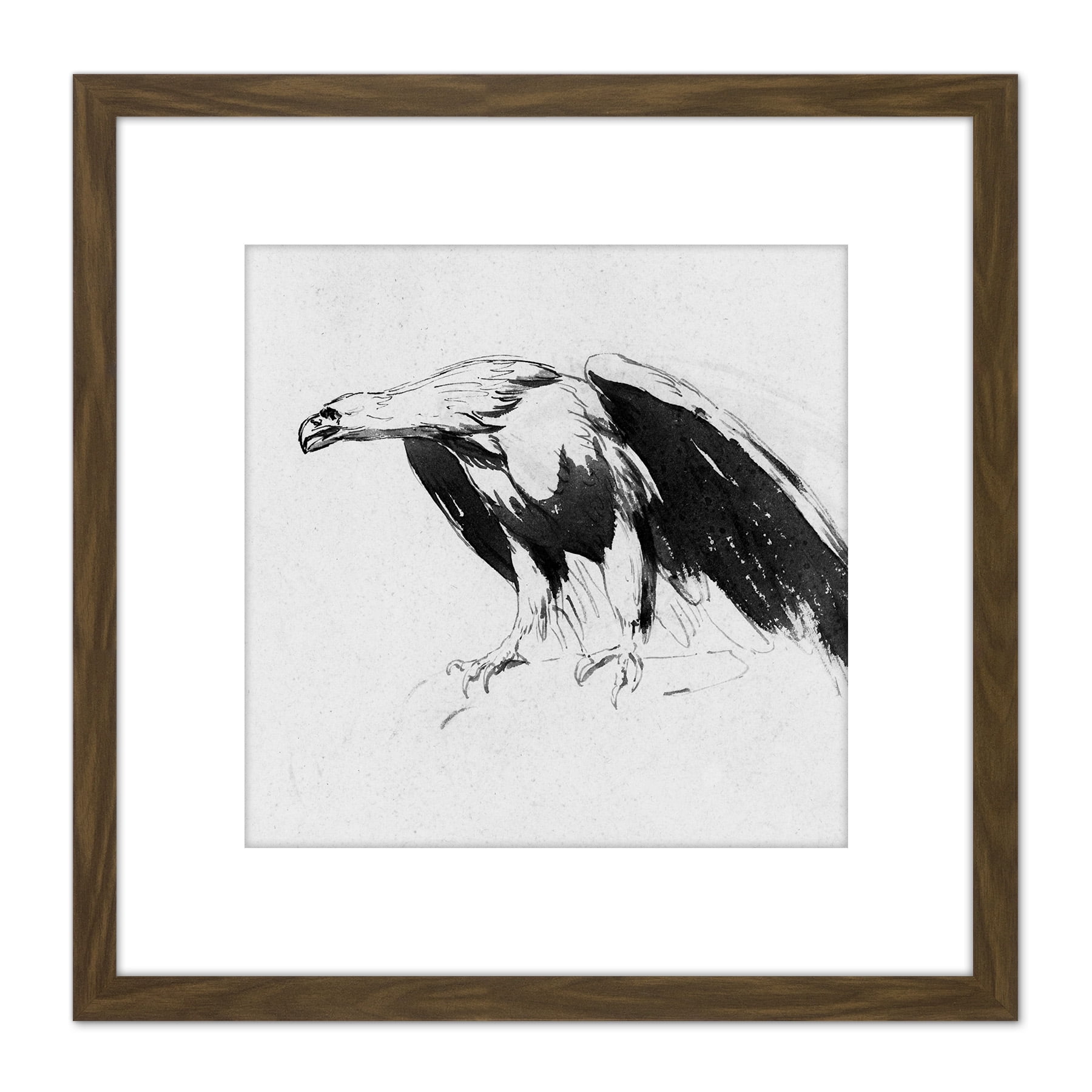 Sully Eagle Sketchbook Drawing 8X8 Inch Square Wooden Framed Wall Art ...