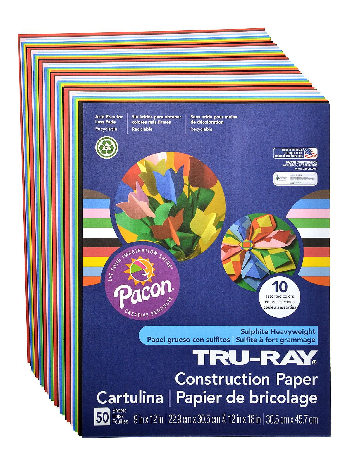 Sulphite Construction Paper assorted, 9 in. x 12 in., 50 sheets (pack ...