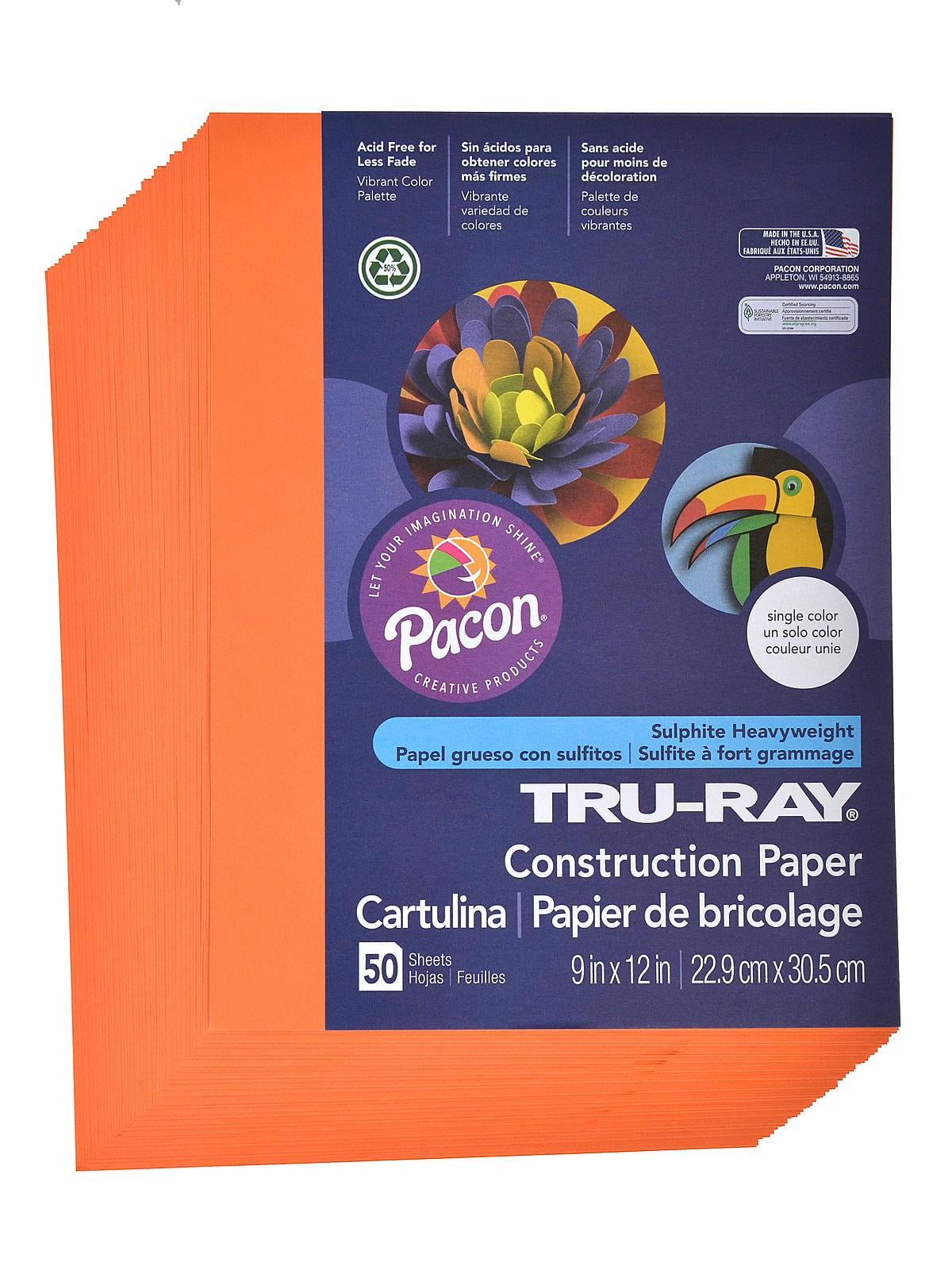 Sulphite Construction Paper orange, 9 in. x 12 in., 50 sheets (pack of ...