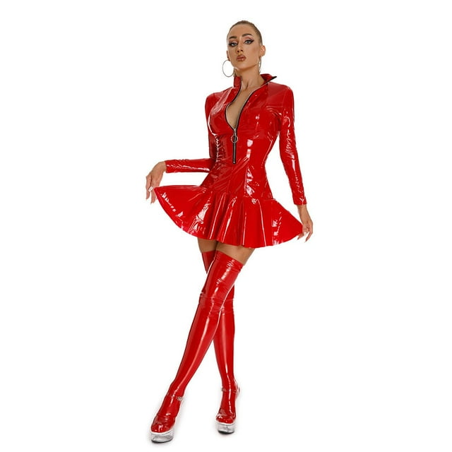 Sultry Lingerie For Women Tight Erotica Shiny Sexy Patent Leather Leather Jacket Stage Nightclub
