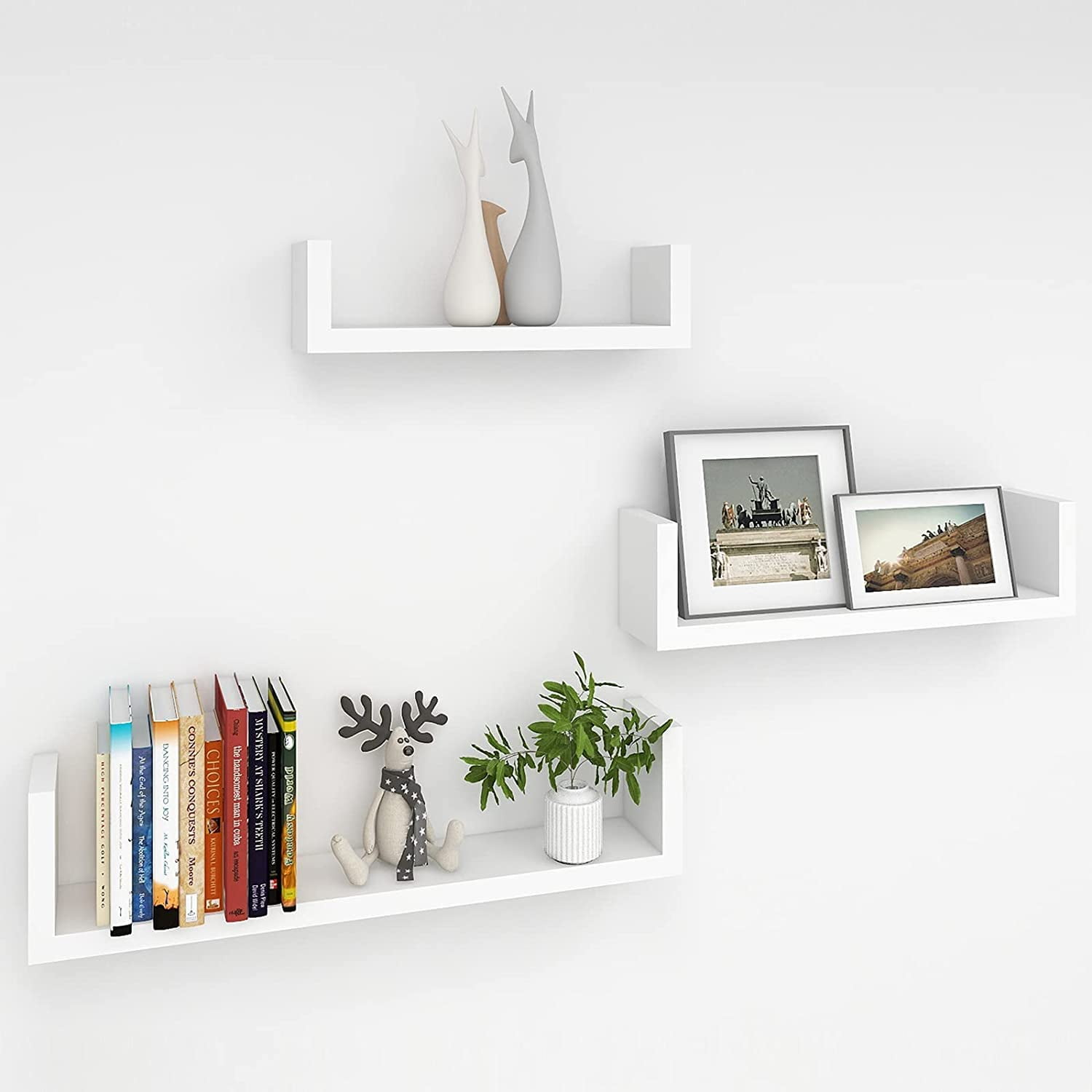 SumanExport-Hub Hanging Floating Wall Shelf U-Shape Wall Rack Set of 3 ...