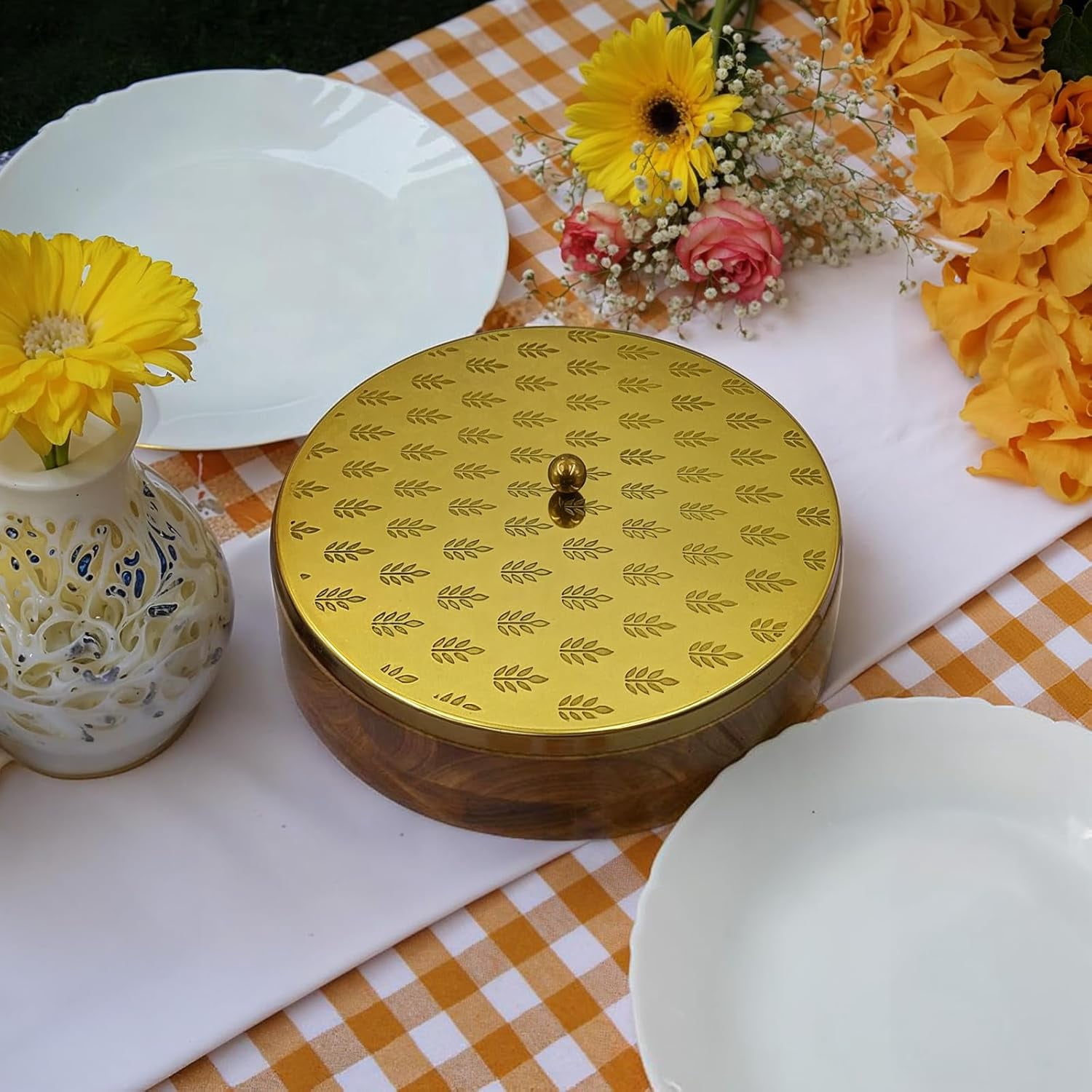 SumanExport-Hub Mango Wood Roti Tortilla Casserole | 9x9x2.5 Inch ...