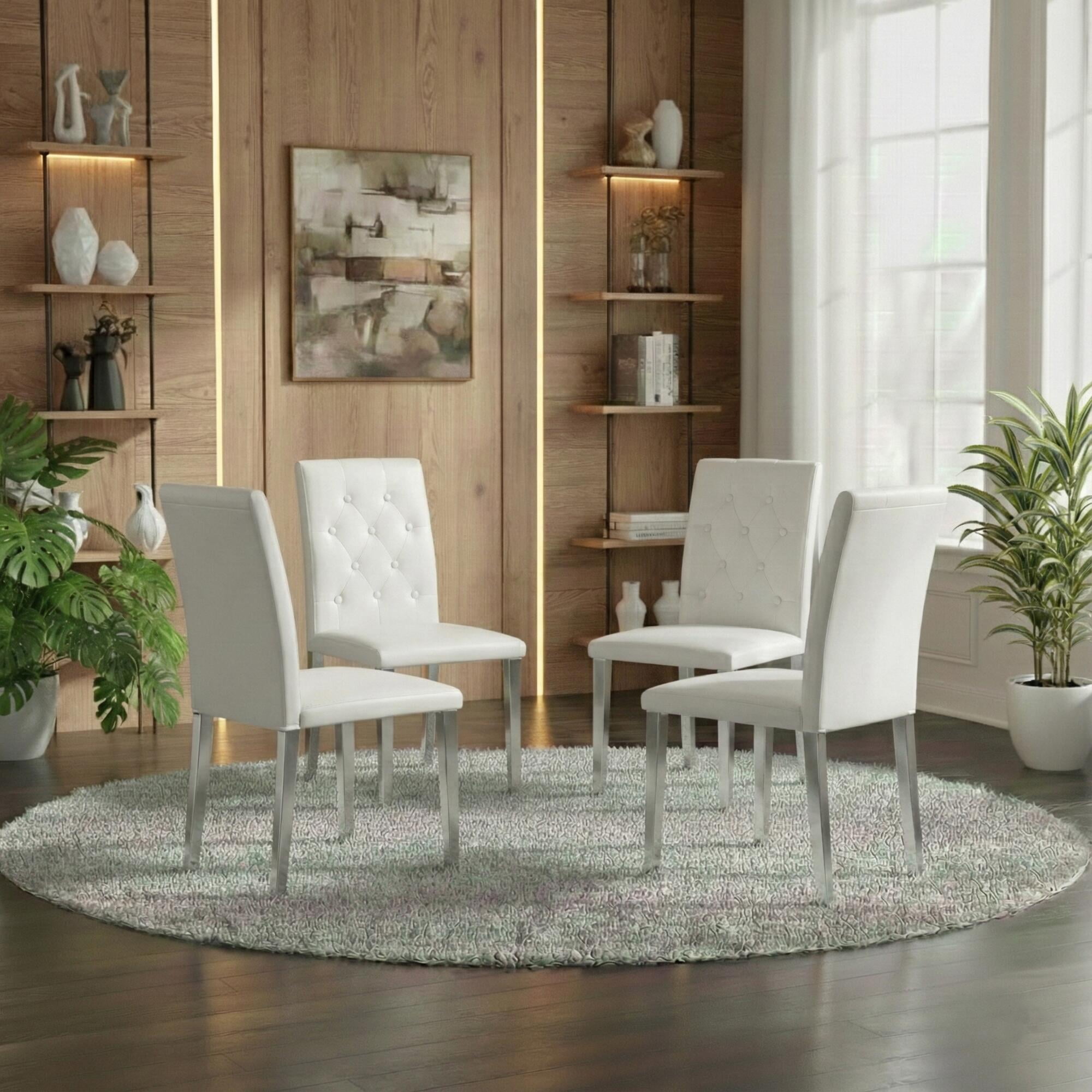 Sumdeal 2/4/6-piece modern dining chair set features black PU leather ...