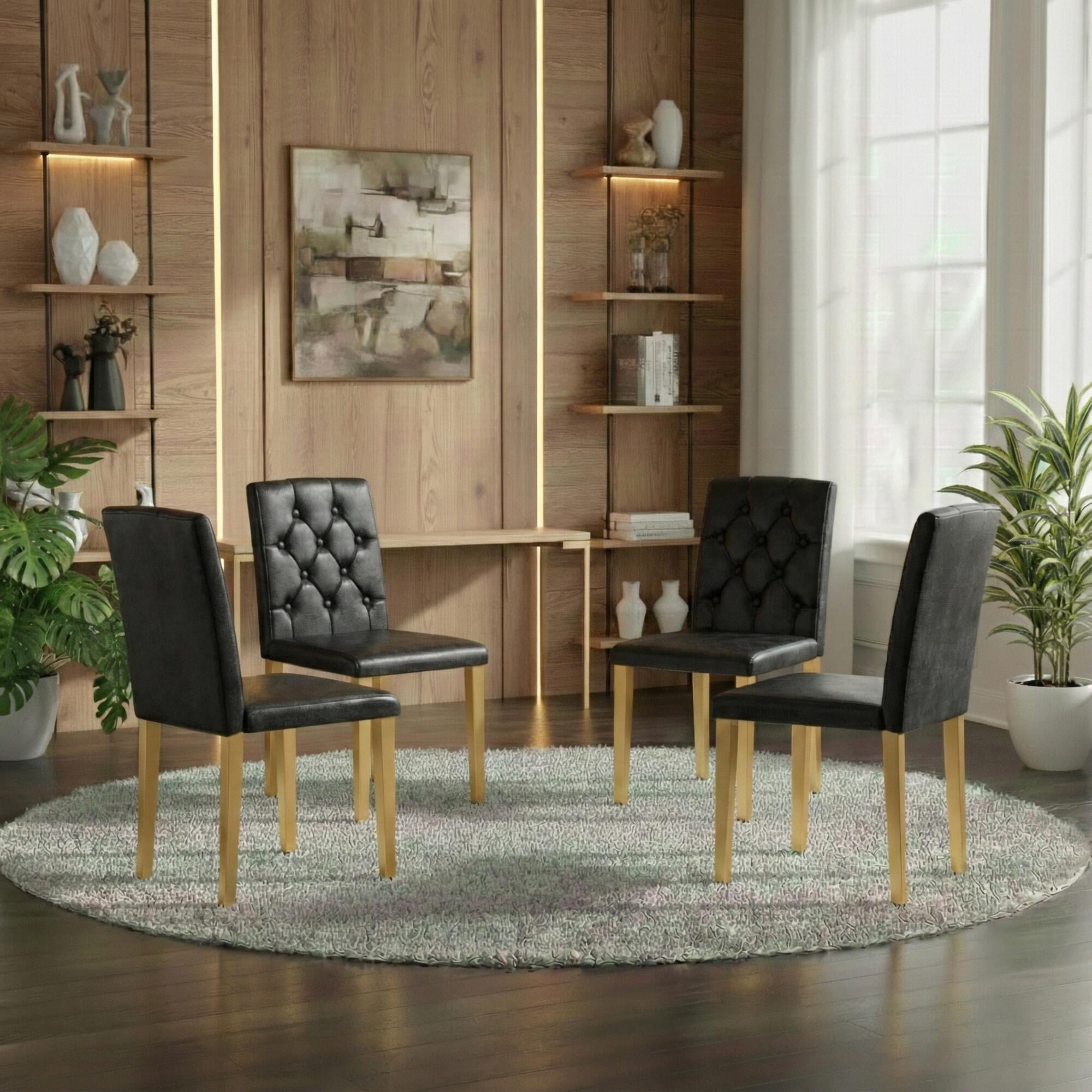 Sumdeal 2/4/6-piece modern dining chair set features black PU leather ...