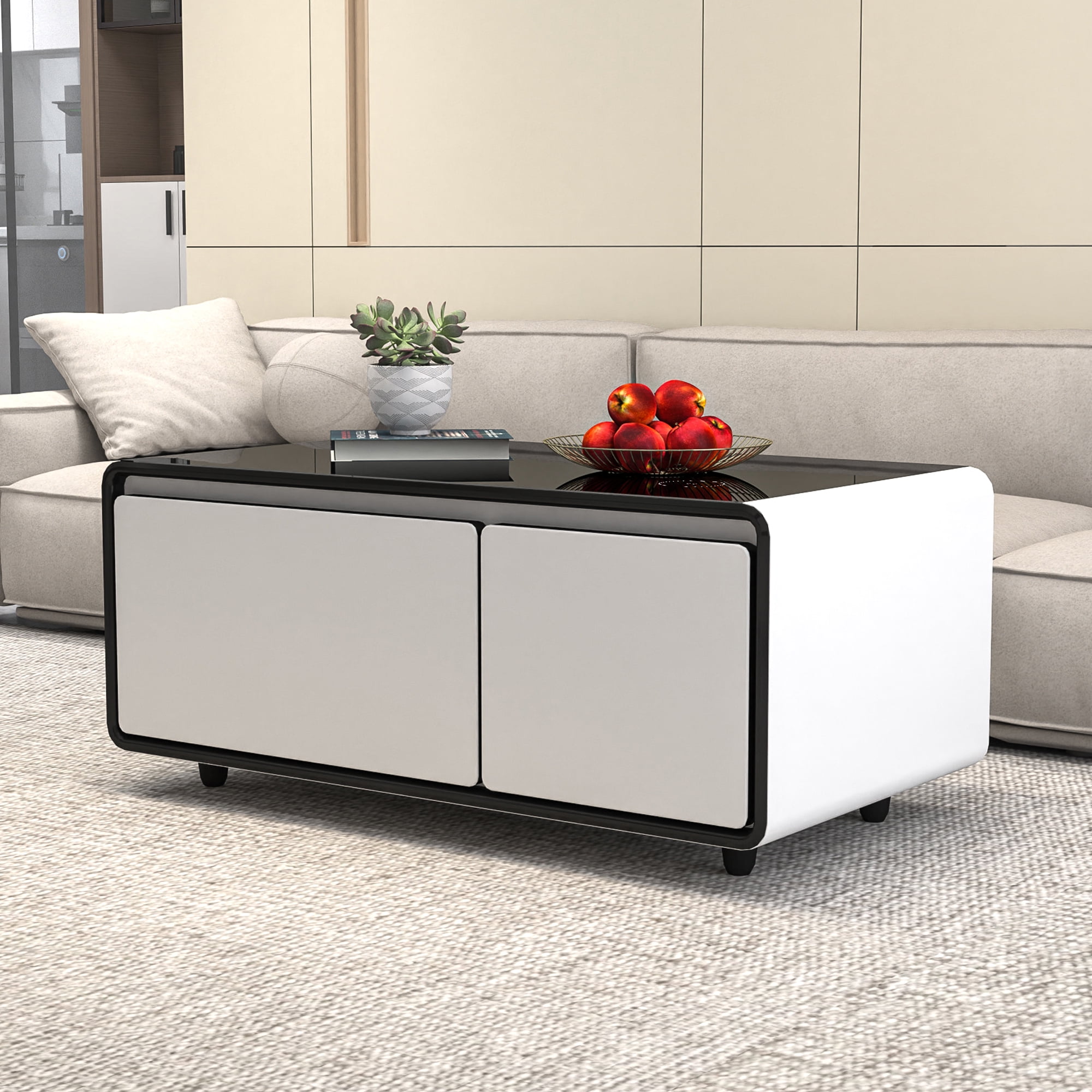 Sumdeal 41.5" Coffee Table with Fridge and Mobile Wireless Charging and ...