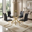 Sumdeal Modern 5-Piece Dining Table and Chair Set, 51-inch Glass Dining ...