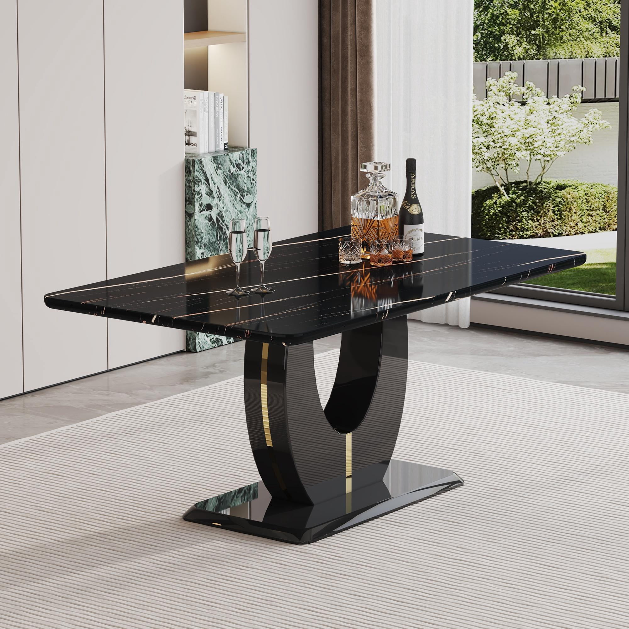 Sumdeal 71" Long Dining Table for 4-8 Modern Faux Marble Dining Table ...