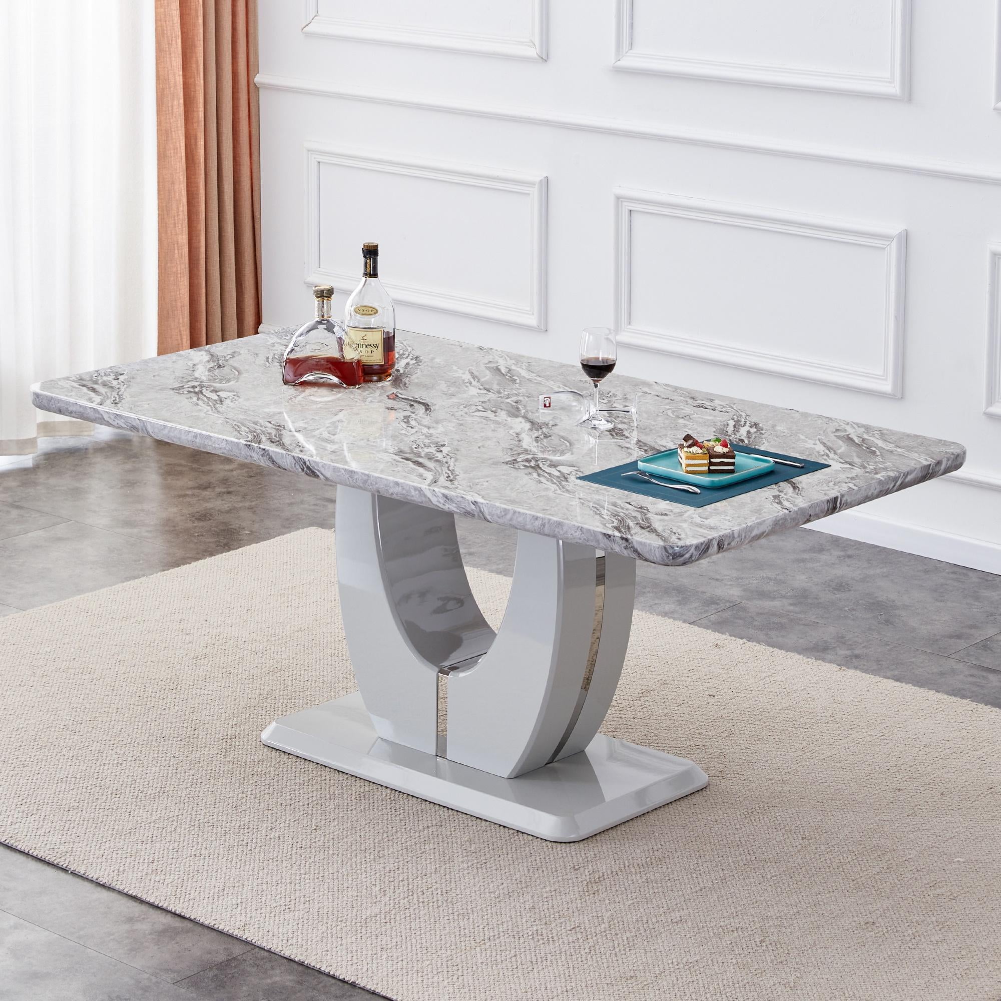 Sumdeal 71" Long Dining Table for 4-8 Modern Faux Marble Dining Table ...