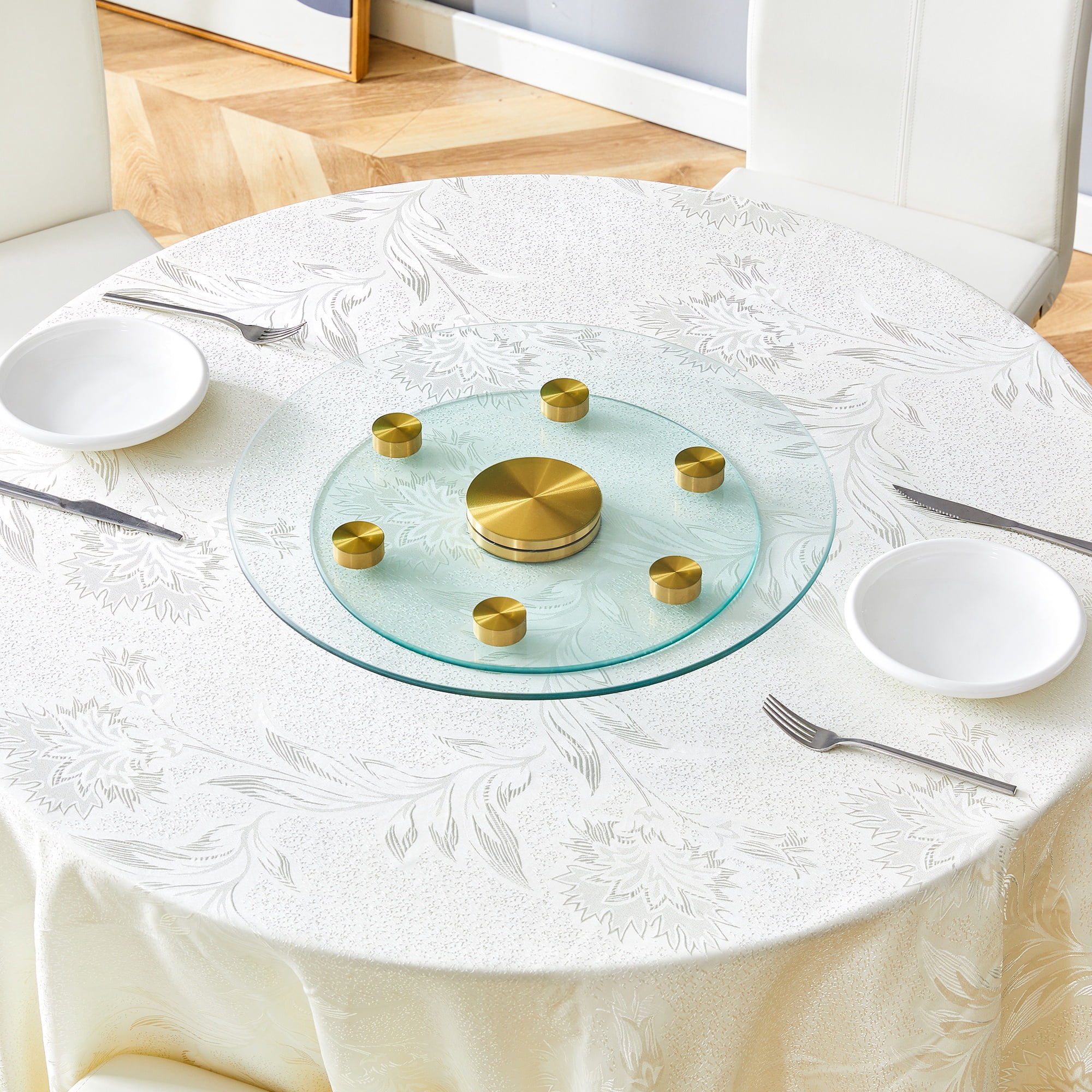 Sumdeal Double Layer Rotating Glass Tabletop - 30" Tempered Glass, 360 ...
