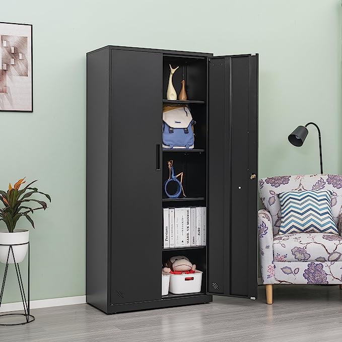 Sumdeal High Storage Cabinet with 5 Separated Spaces, 2 Doors and 4 ...