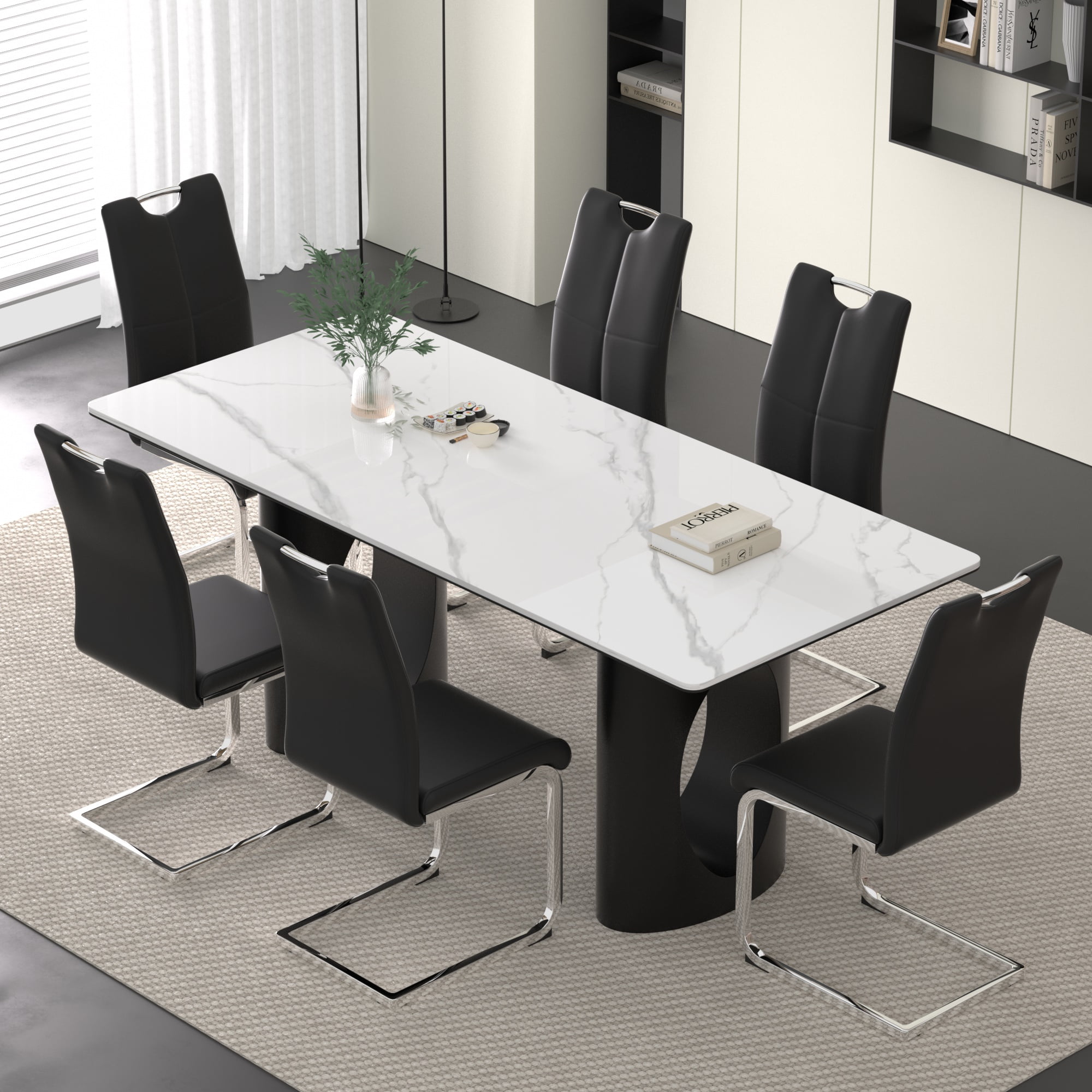 Sumdeal Luxurious Modern Dining Table Sets for 6: Sintered Stone Table ...