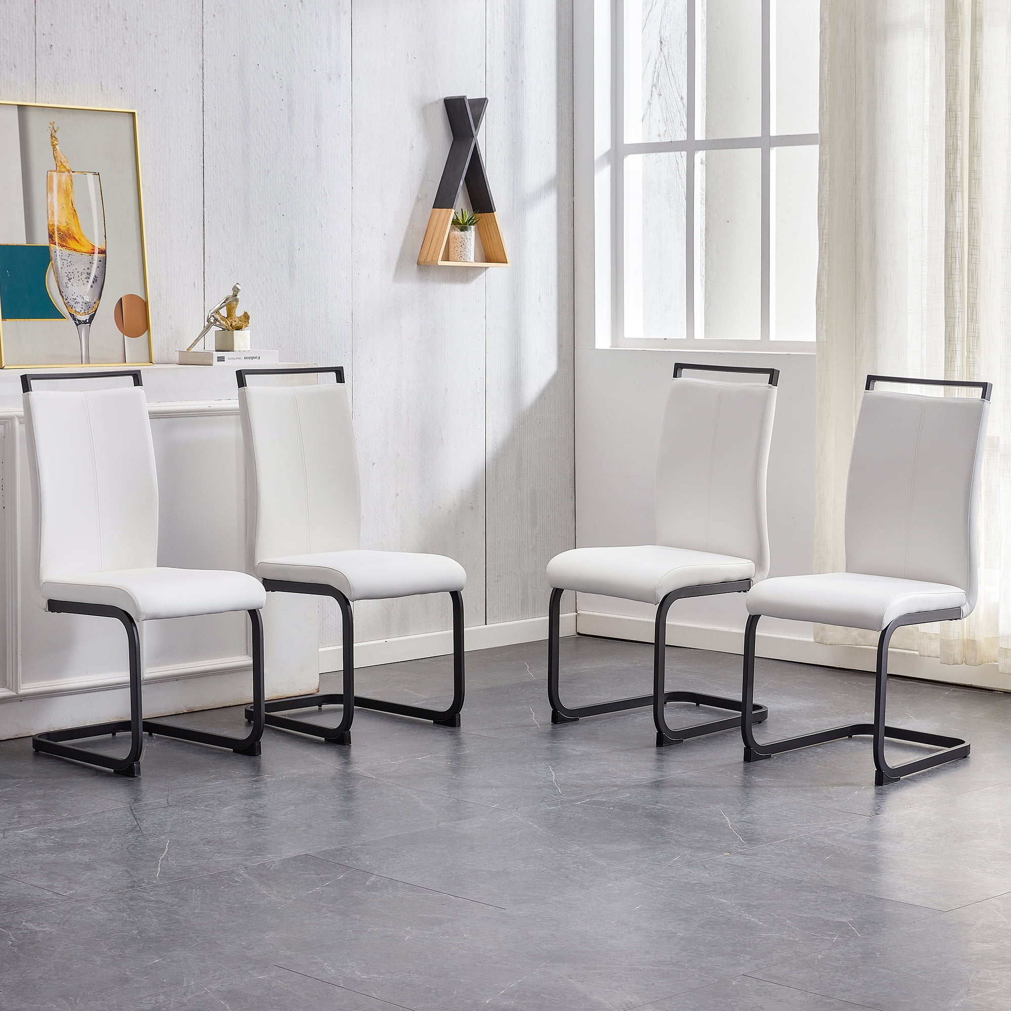 Sumdeal Modern Dining Chairs Set of 4,Modern Dining Chairs with Metal ...