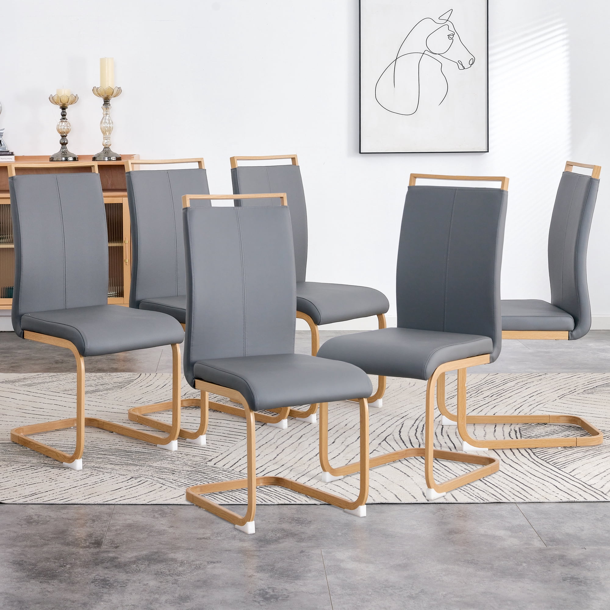 Sumdeal Modern Dining Chairs Set of 6,Modern Dining Chairs with Metal ...