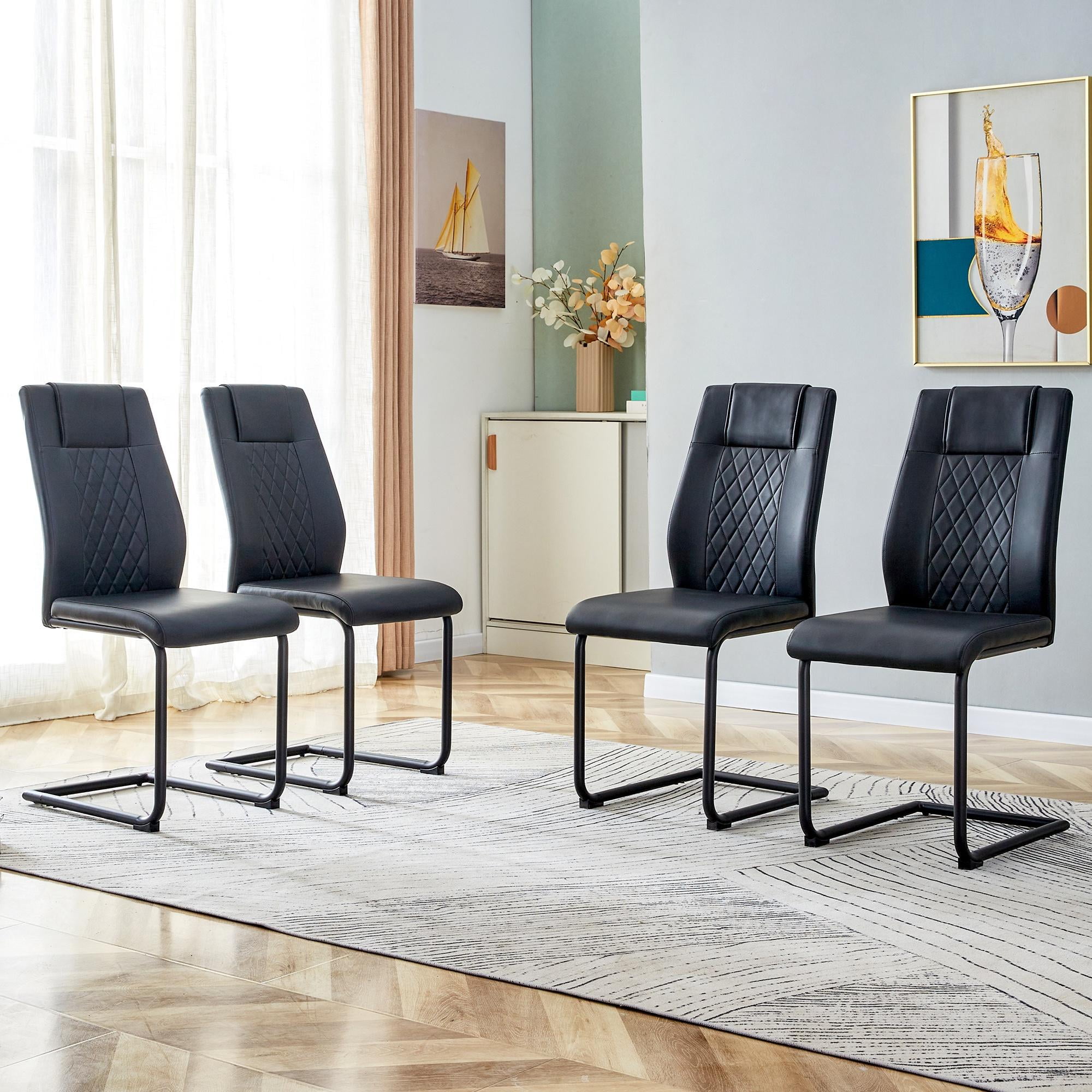 Sumdeal Modern Dining Chairs Set of 4 ,Metal Kitchen Chairs with PU ...
