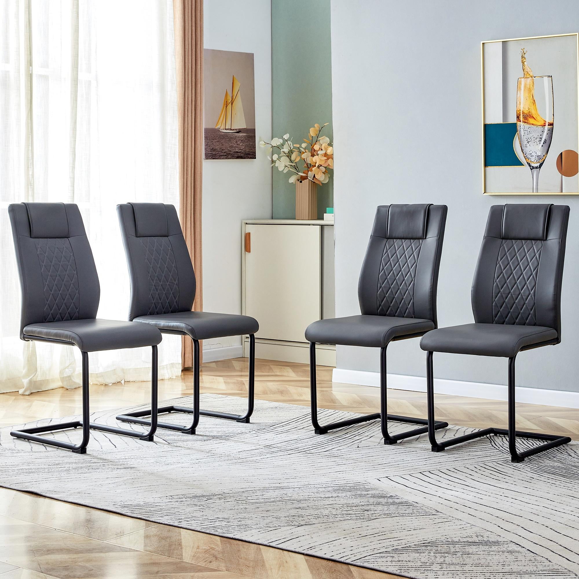 Sumdeal Modern Dining Chairs Set of 4 ,Metal Kitchen Chairs with PU ...