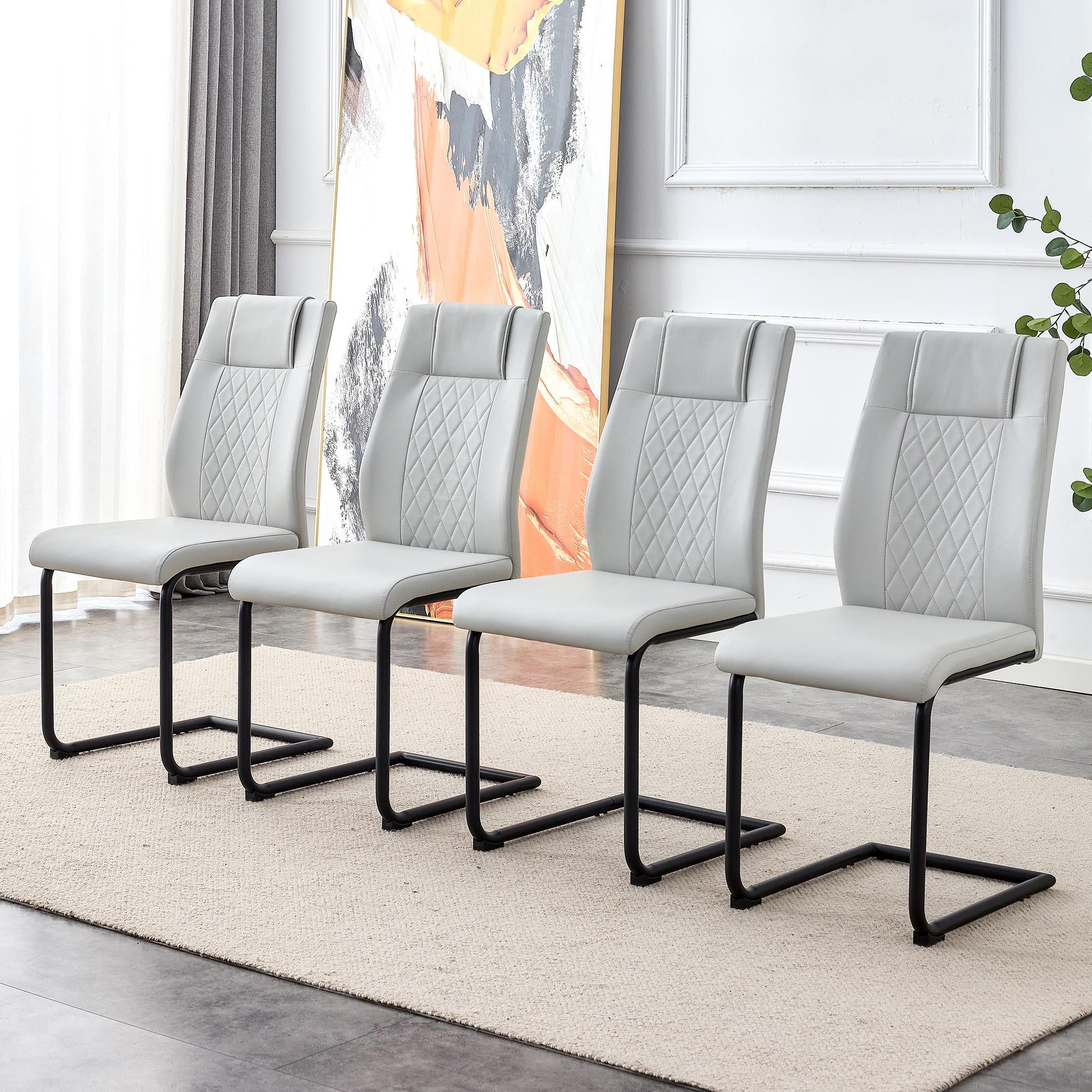 Sumdeal Modern Dining Chairs Set of 4 ,Metal Kitchen Chairs with PU ...
