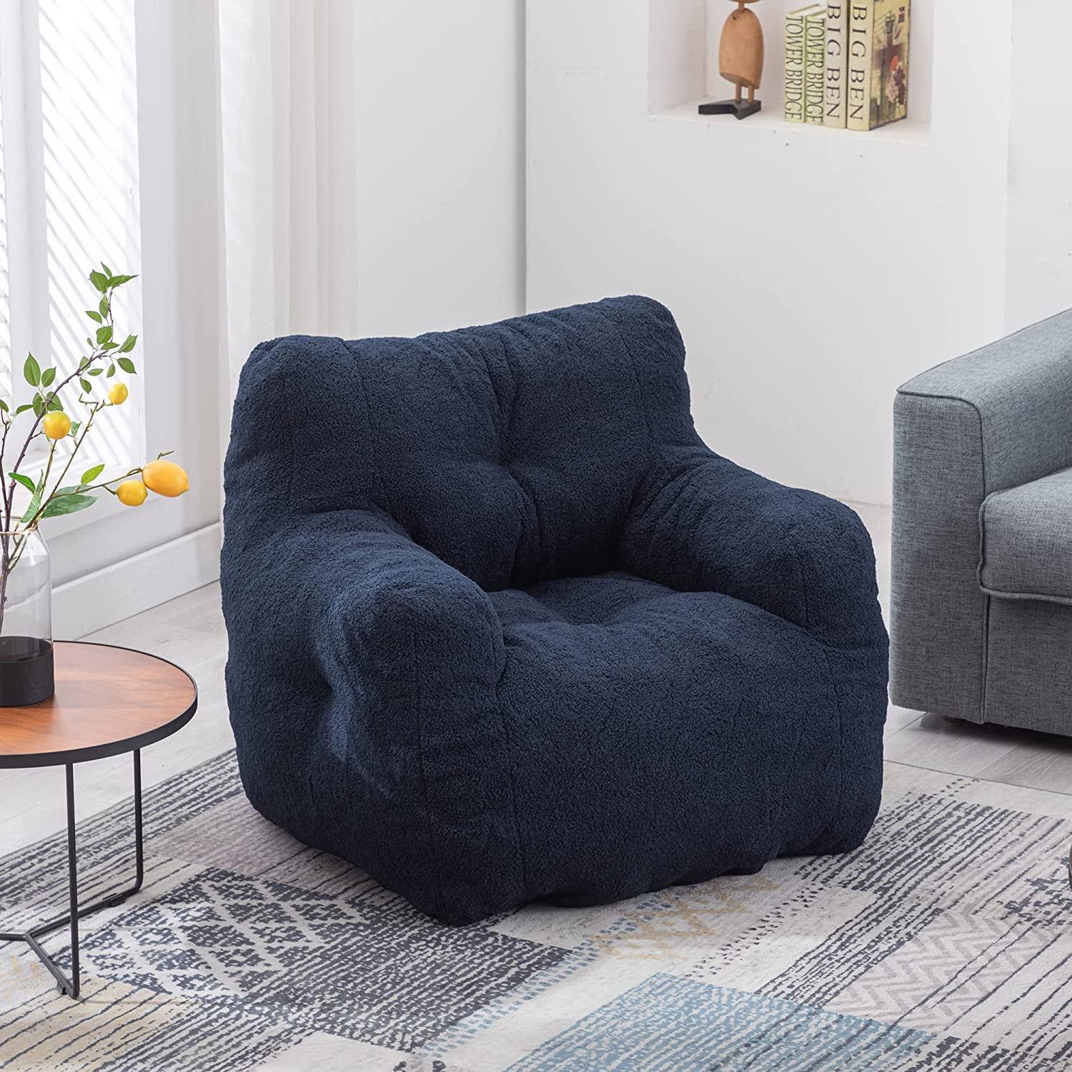 Sumdeal Overstuffed Bean Bag Chair with Arms, Soft Teddy Fabric, Comfy ...