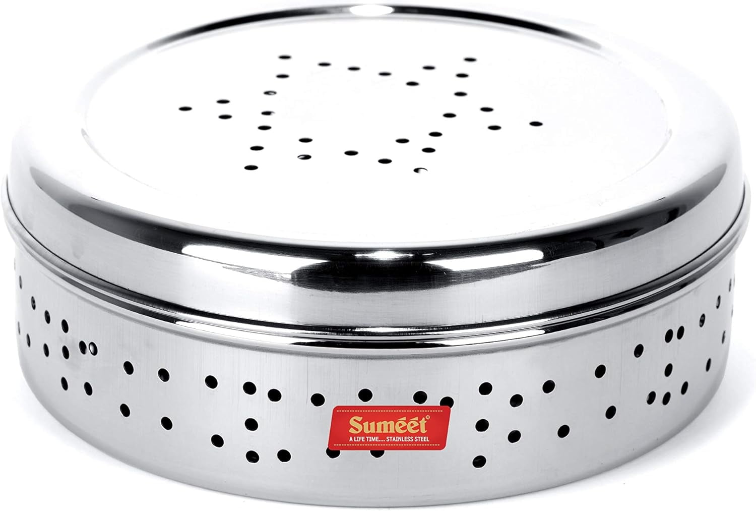 Sumeet Stainless Steel Hole Puri Dabbas/Flat Canisters with Air ...