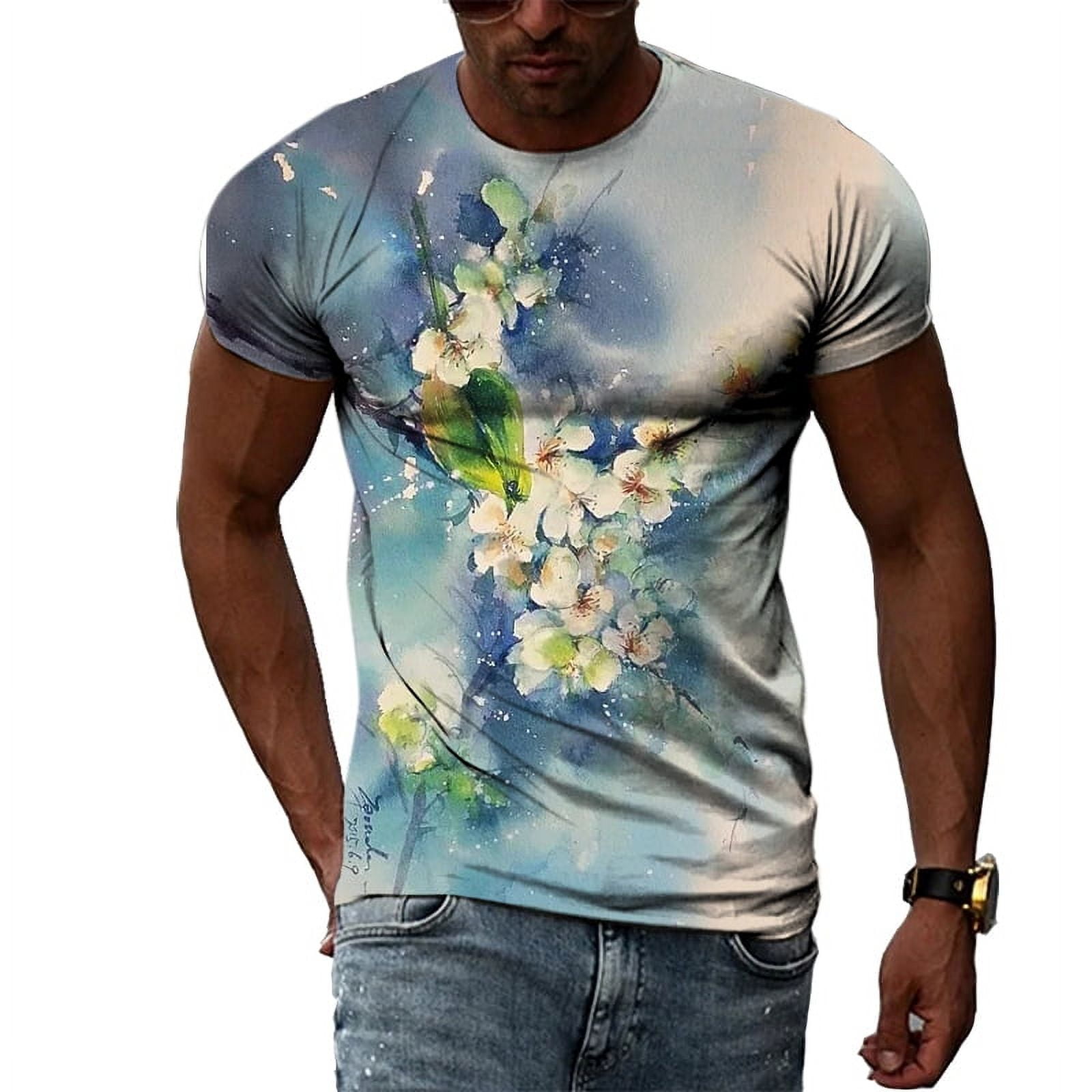 Sumemr Fashion Trend Natural Scenery graphic t shirts For Men Casual ...