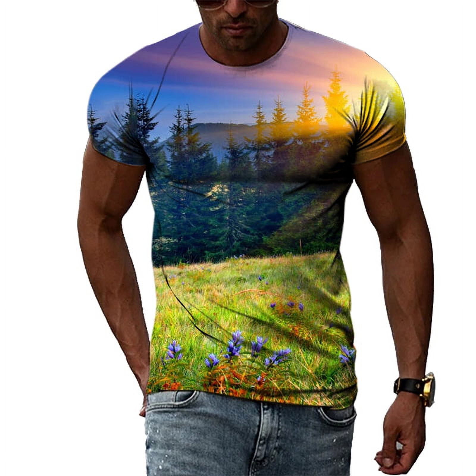 Sumemr Fashion Trend Natural Scenery graphic t shirts For Men Casual ...
