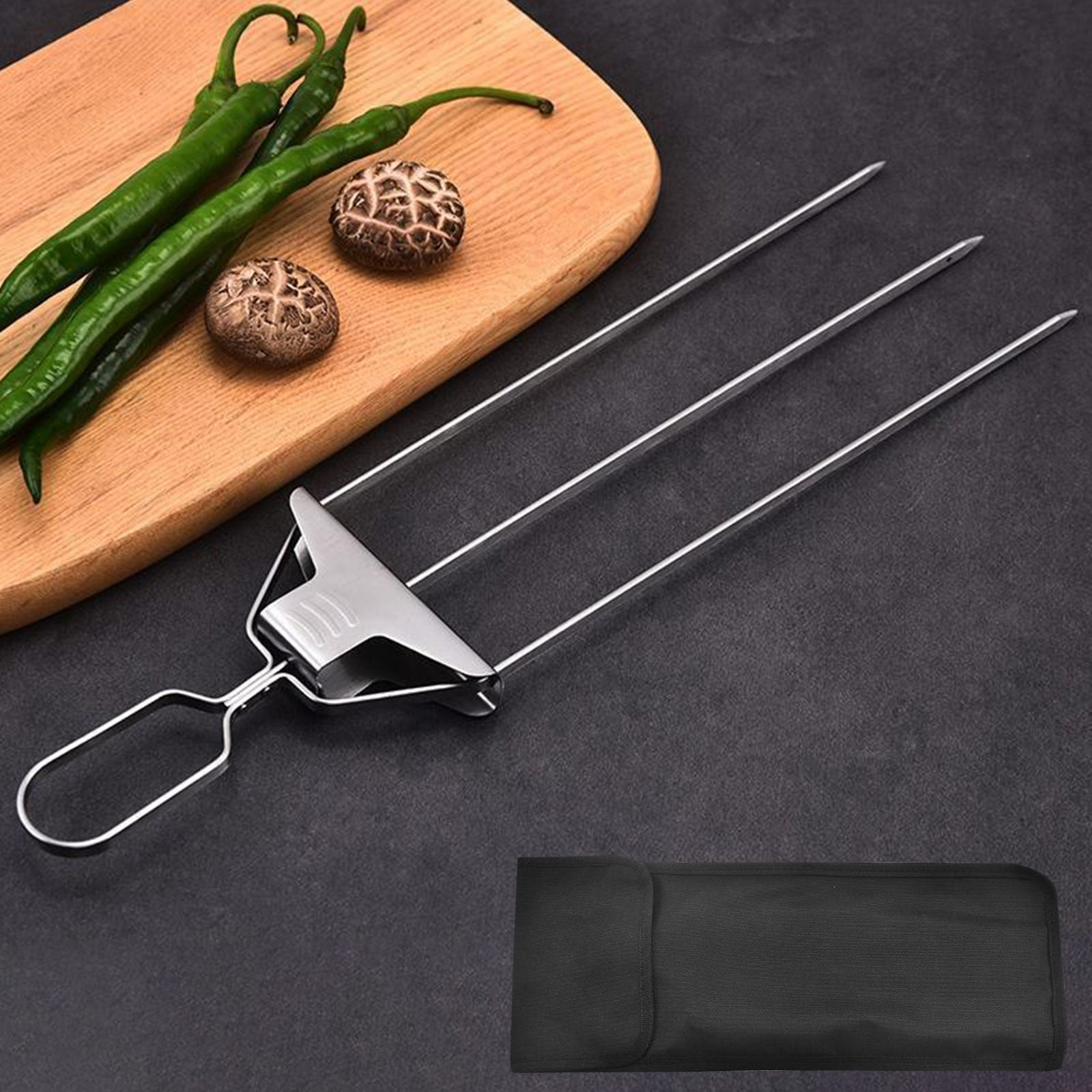 Sumensumen Autumn Decoration 3 Way Skewer Barbecue Fork Semi Automatic ...