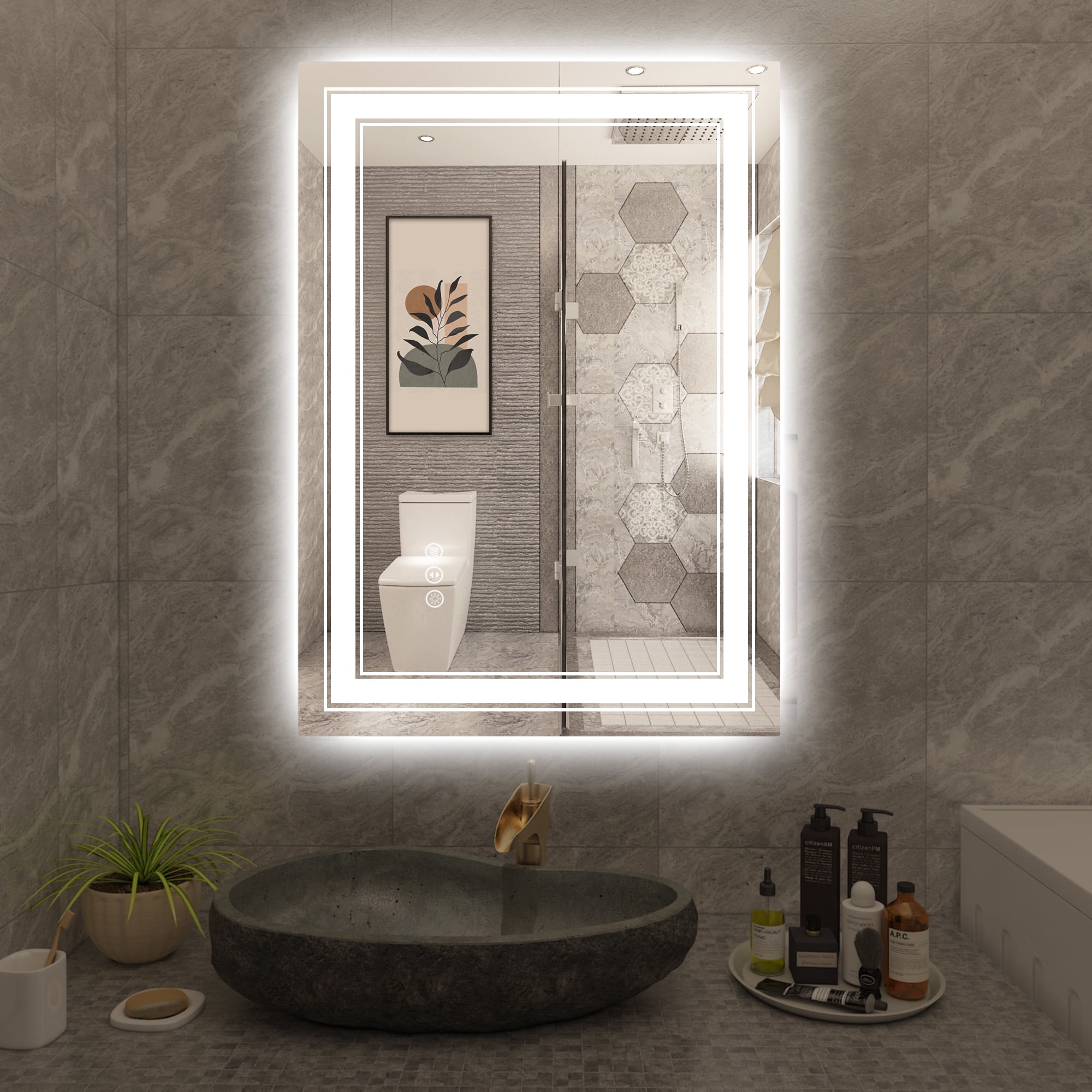 Sumerain 20 x 28 Inch LED Bathroom Mirror with Lights, Frontlit and ...