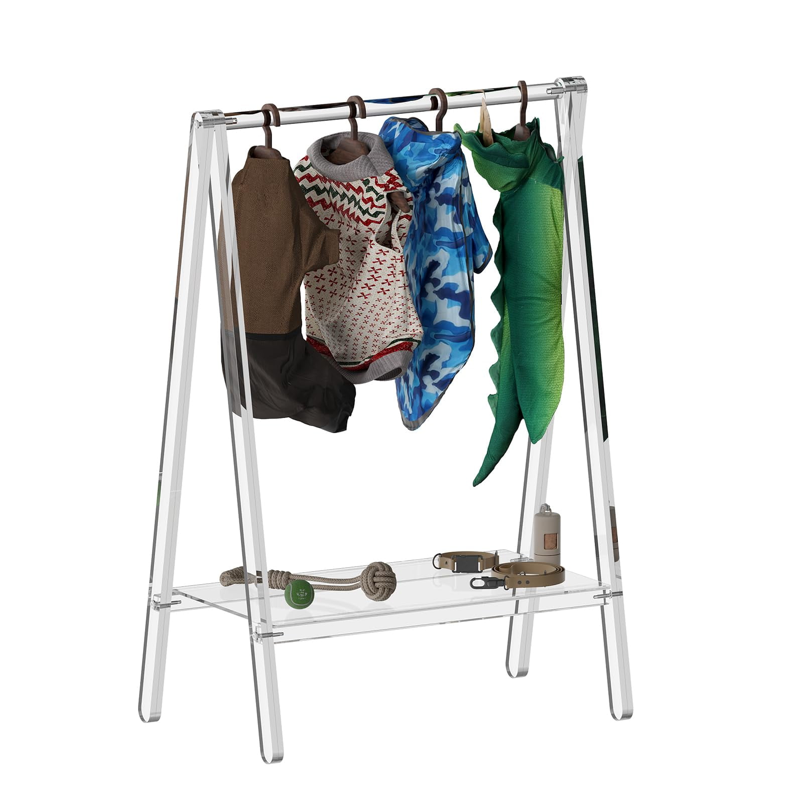 Sumerflos Acrylic Dog Clothes Rack with Storage Shelf - 11.81" W X 20. ...