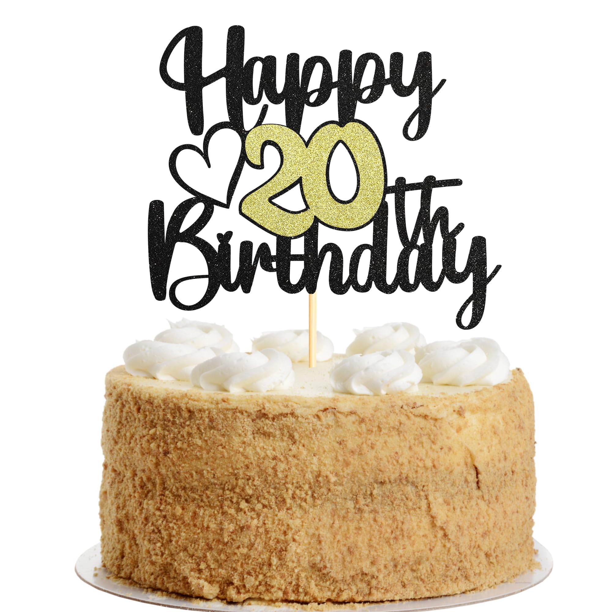 Sumerk 1 PC SCH4 Happy 20th Birthday Cake Topper Gold Happy Birthday ...