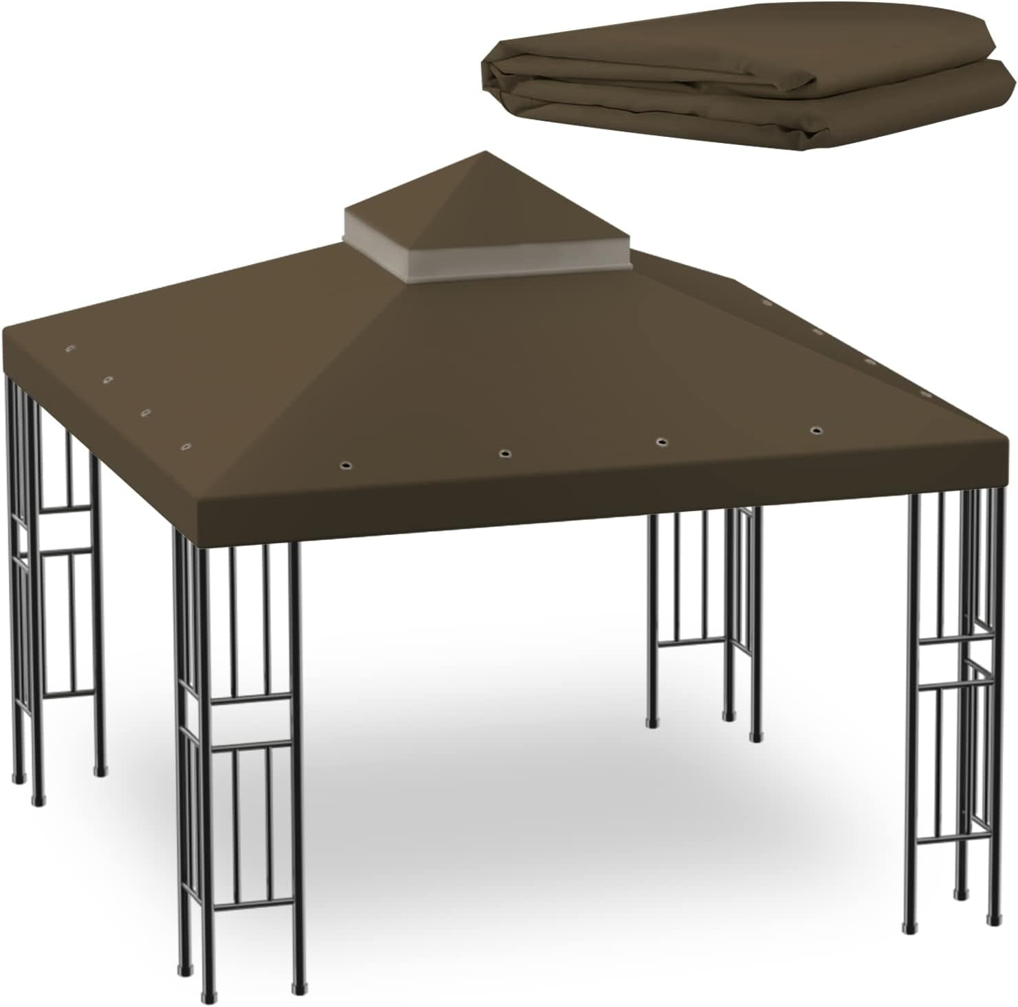 Sumfaller 10x10 FT Gazebo Replacement Canopy Top Cover Double Tiered ...