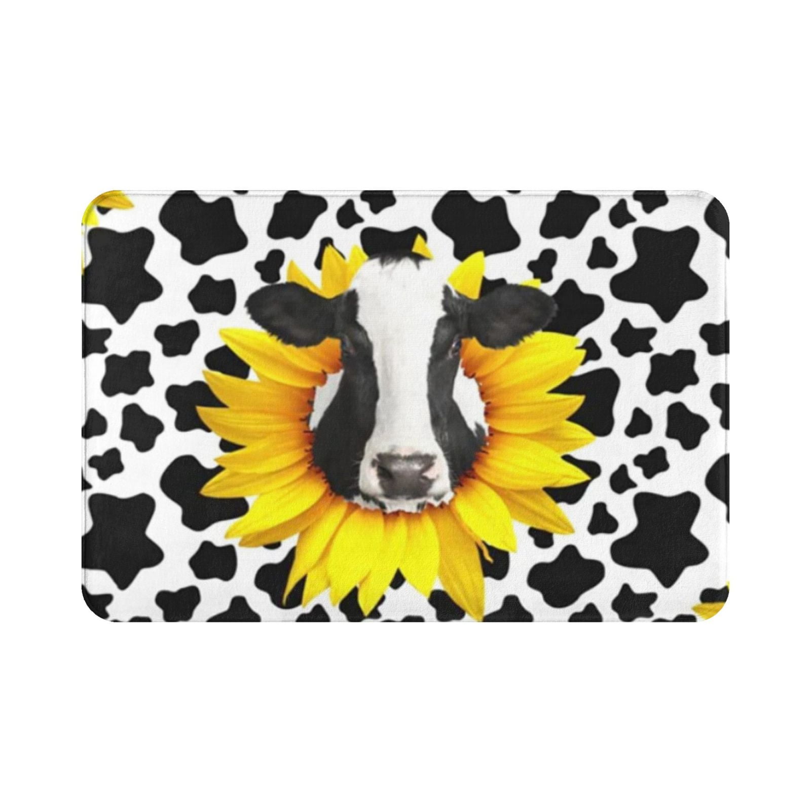 Sumflower Cow Printed Bath Mats No Slip Bathroom Rugs Washable Kitchen ...