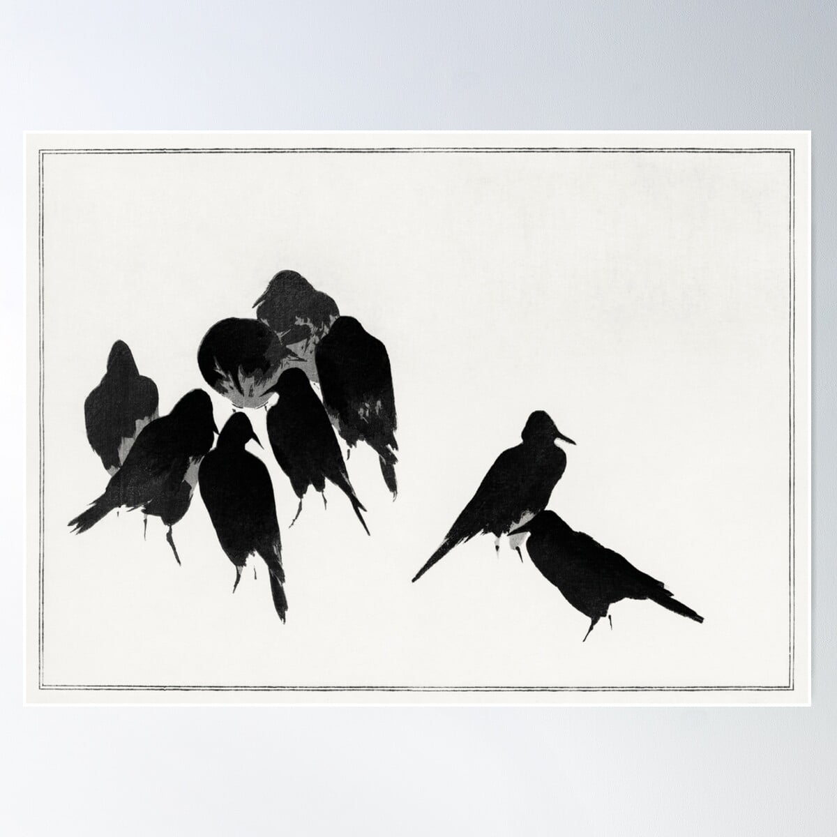 Sumi-E Art Of Japanese Ink Painting: The Karasu Japanese Crows Poster ...