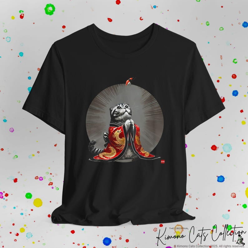 Sumi-e Sushi Cat T-Shirt - Traditional Japanese Ink Art, Funny Sushi ...