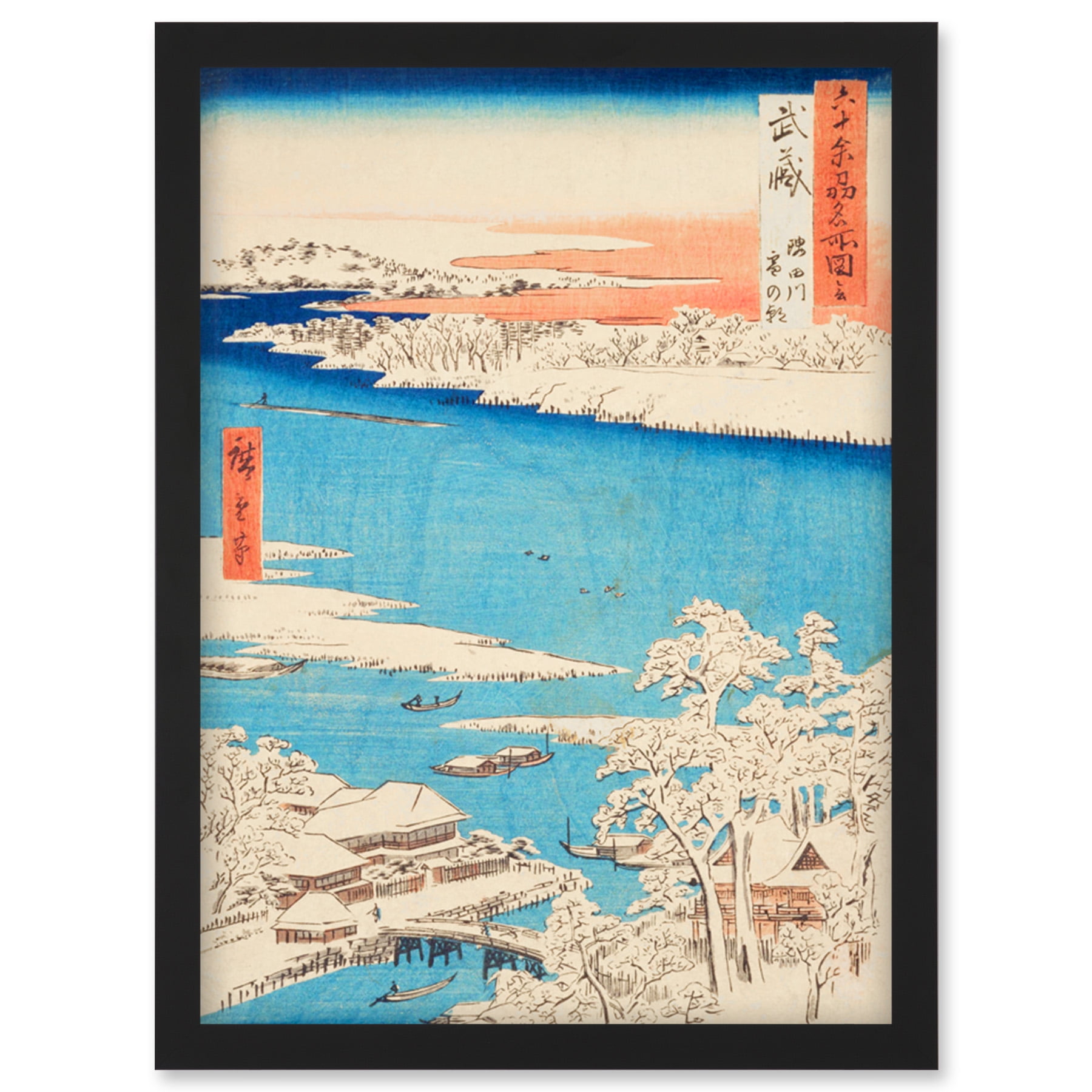 Sumida River, Snowy Morning Musashi Province Utagawa Hiroshige Japanese ...