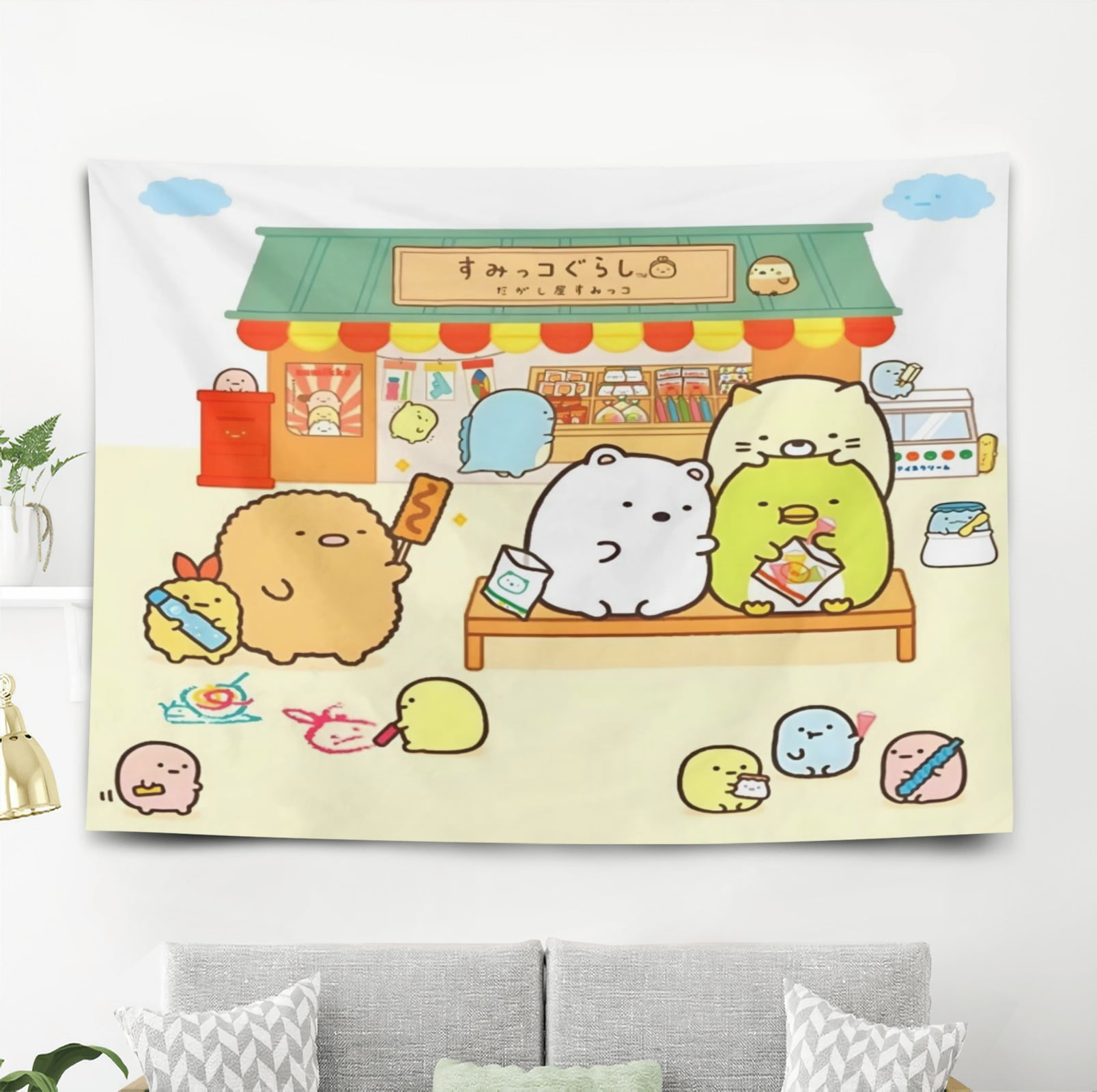 Sumikko Gurashi Pattern Wall Hanging 50*60 Inches High-Quality Peach ...