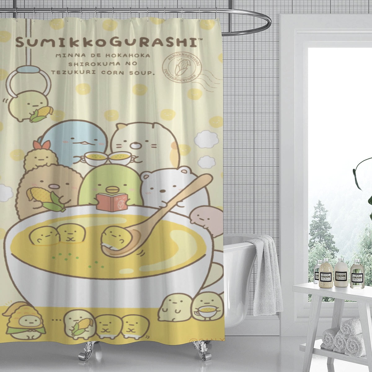 Sumikko Gurashi shower curtain offers a timeless design, waterproof ...