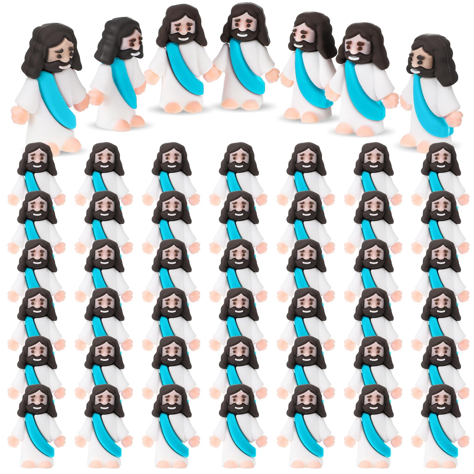 Sumind 50 Pcs Jesus Toys Original Design Mini Rubber Little Jesus ...