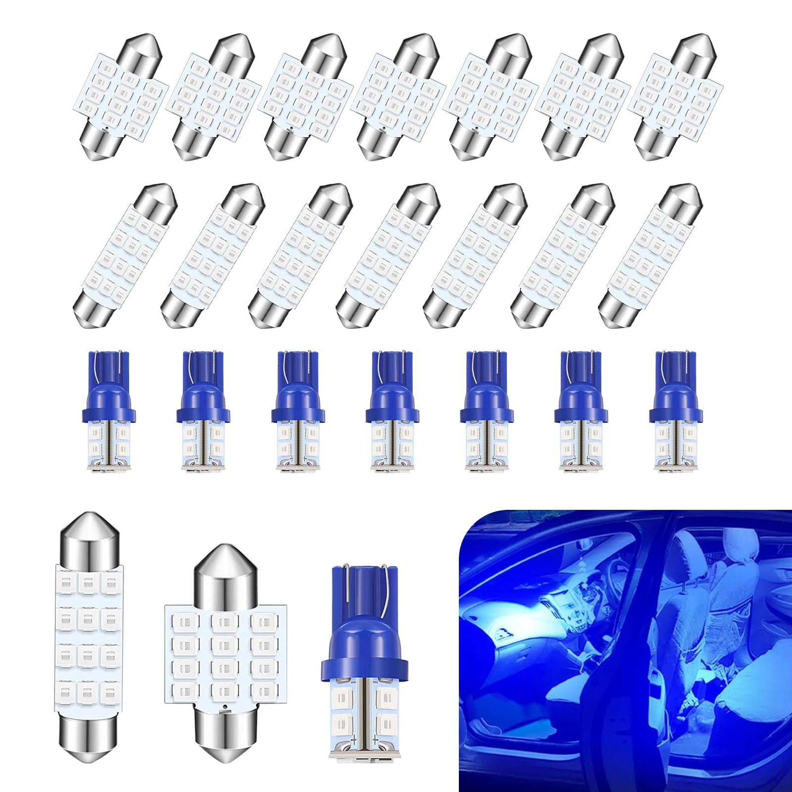 Sumjig 24 Pack T10 Car LED Dome Light Bulb Kit, 31MM 42MM Waterproof ...