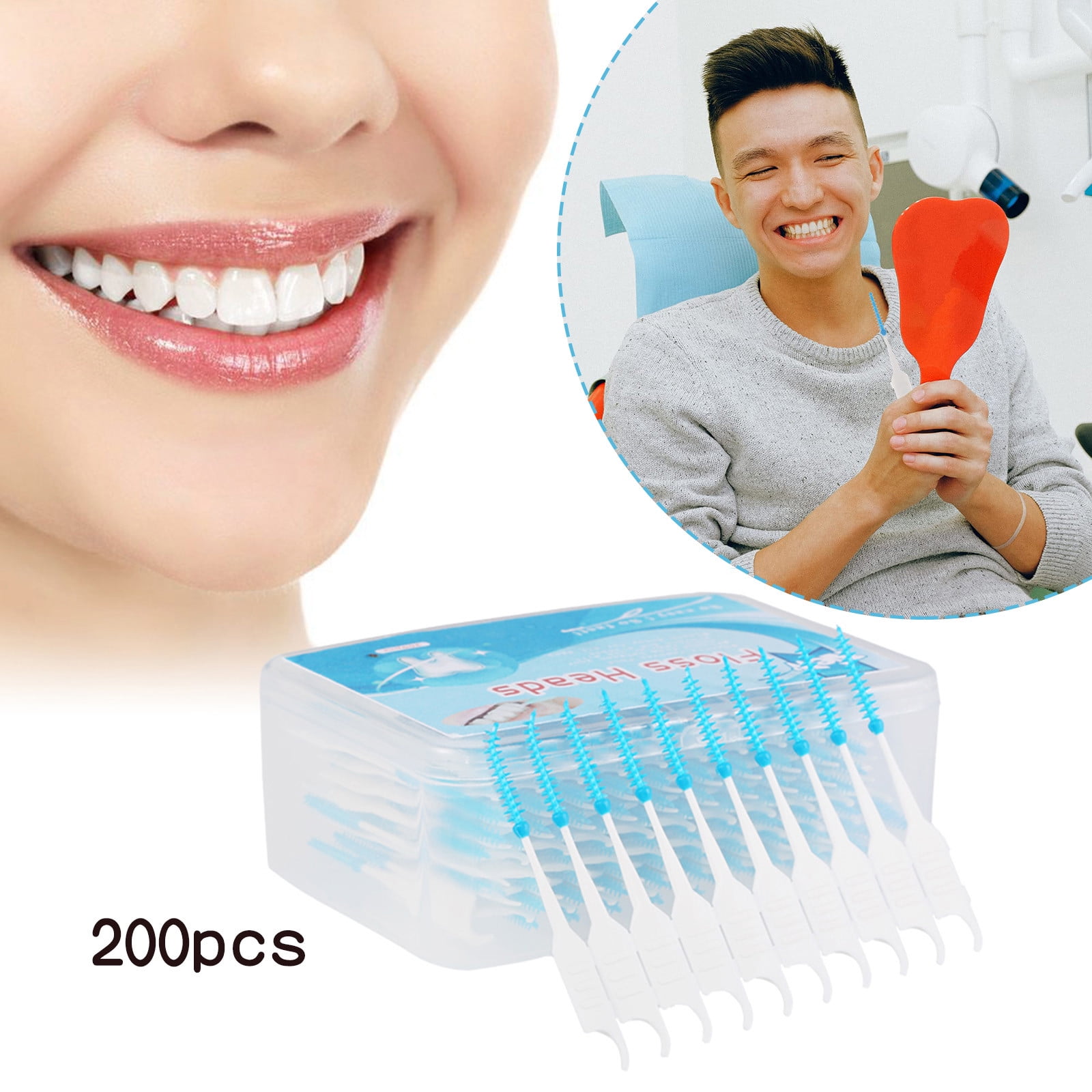 Sumllary 200Pcs Interdental Brush Stick Toothpick Soft Silicone Double ...