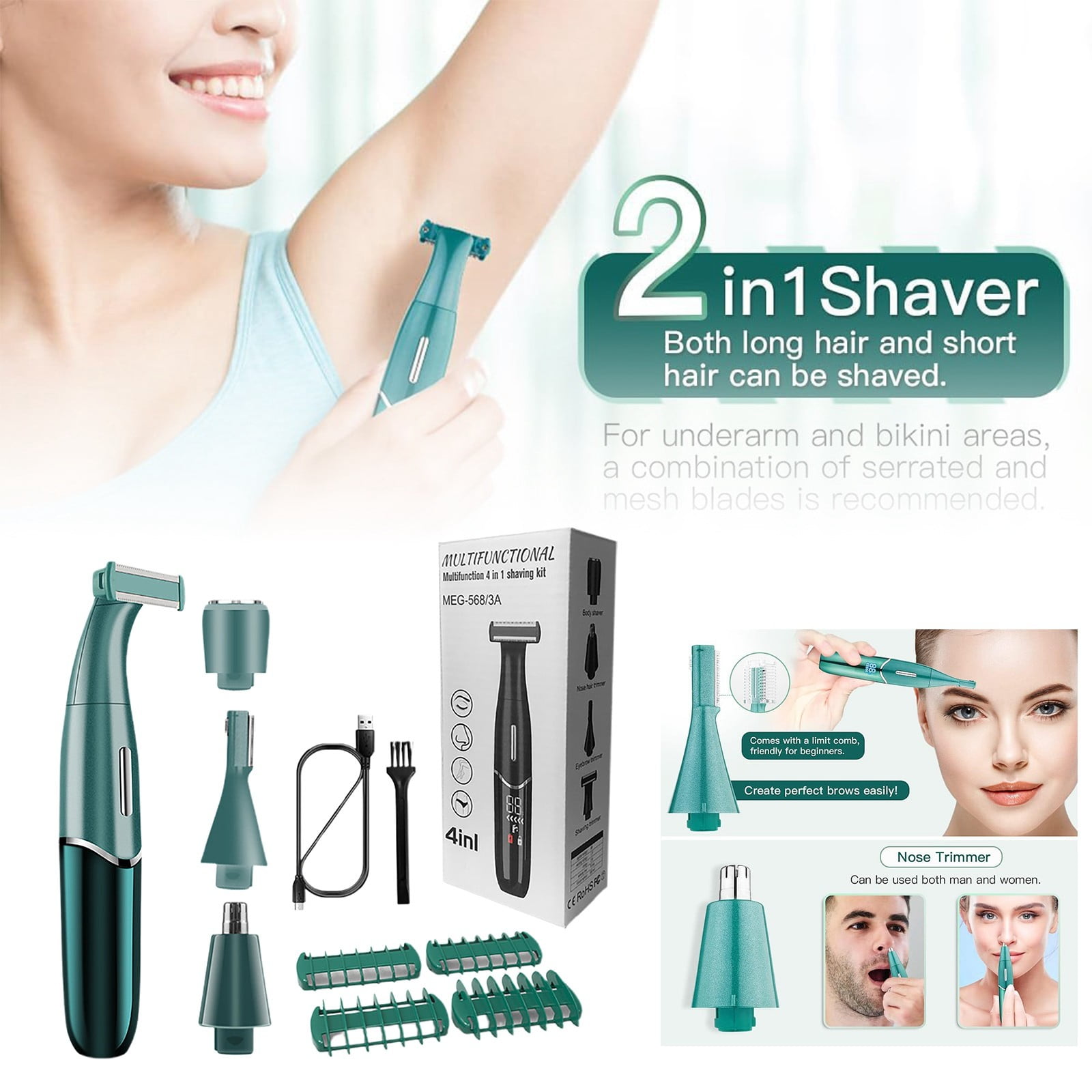 Sumllary 4 In 1 New Multifunctional Shaver For Men And Women Hair ...