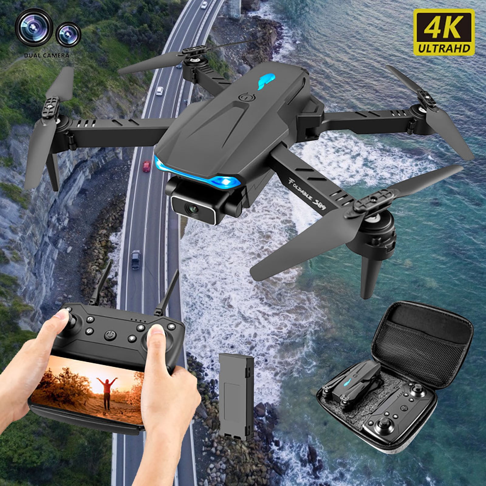Sumllary S89 Quadcopter 4K Camera Height Maintainable Foldable Mini ...