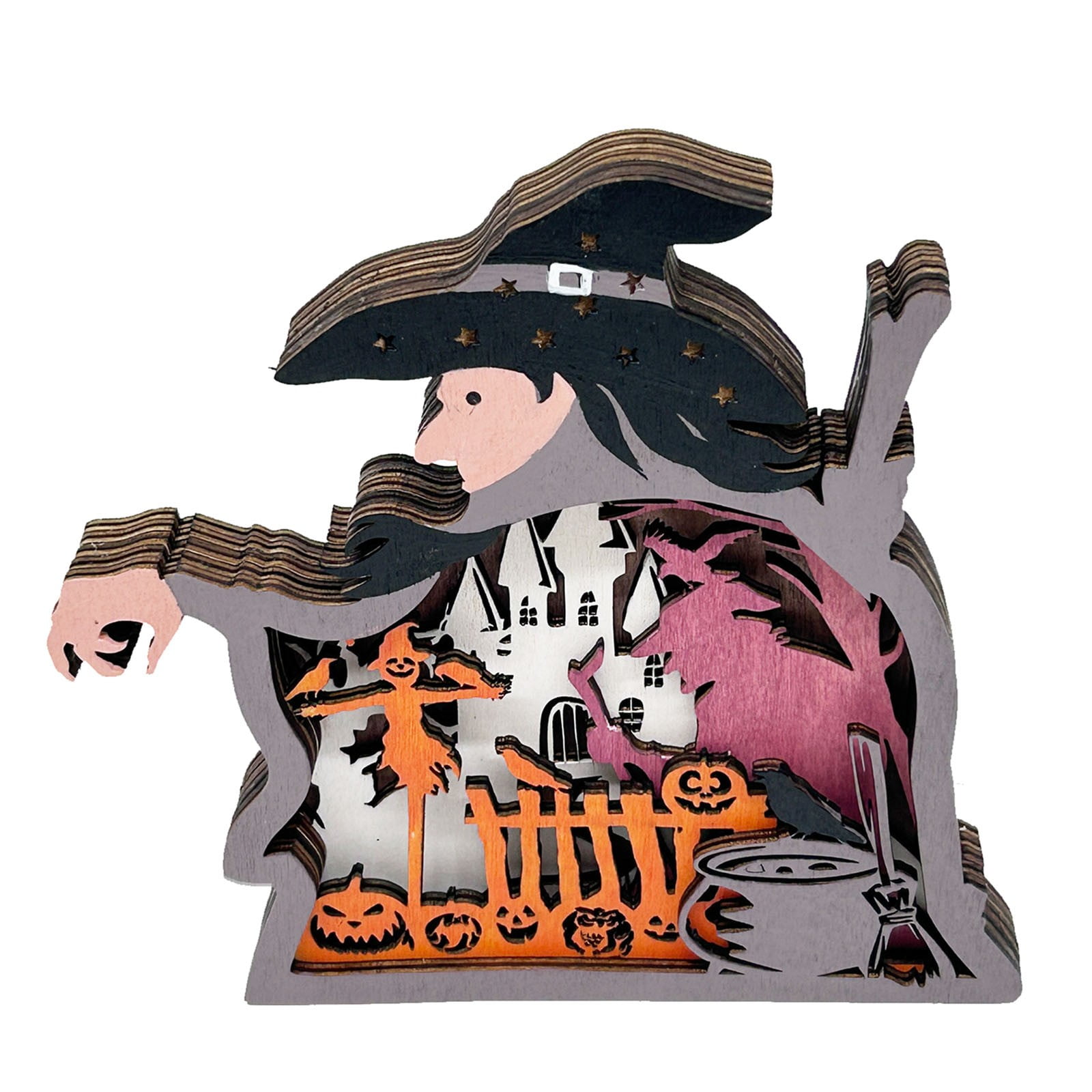 Sumllary Wooden Witch Decoration: Enchanting Desktop Accessory For A ...