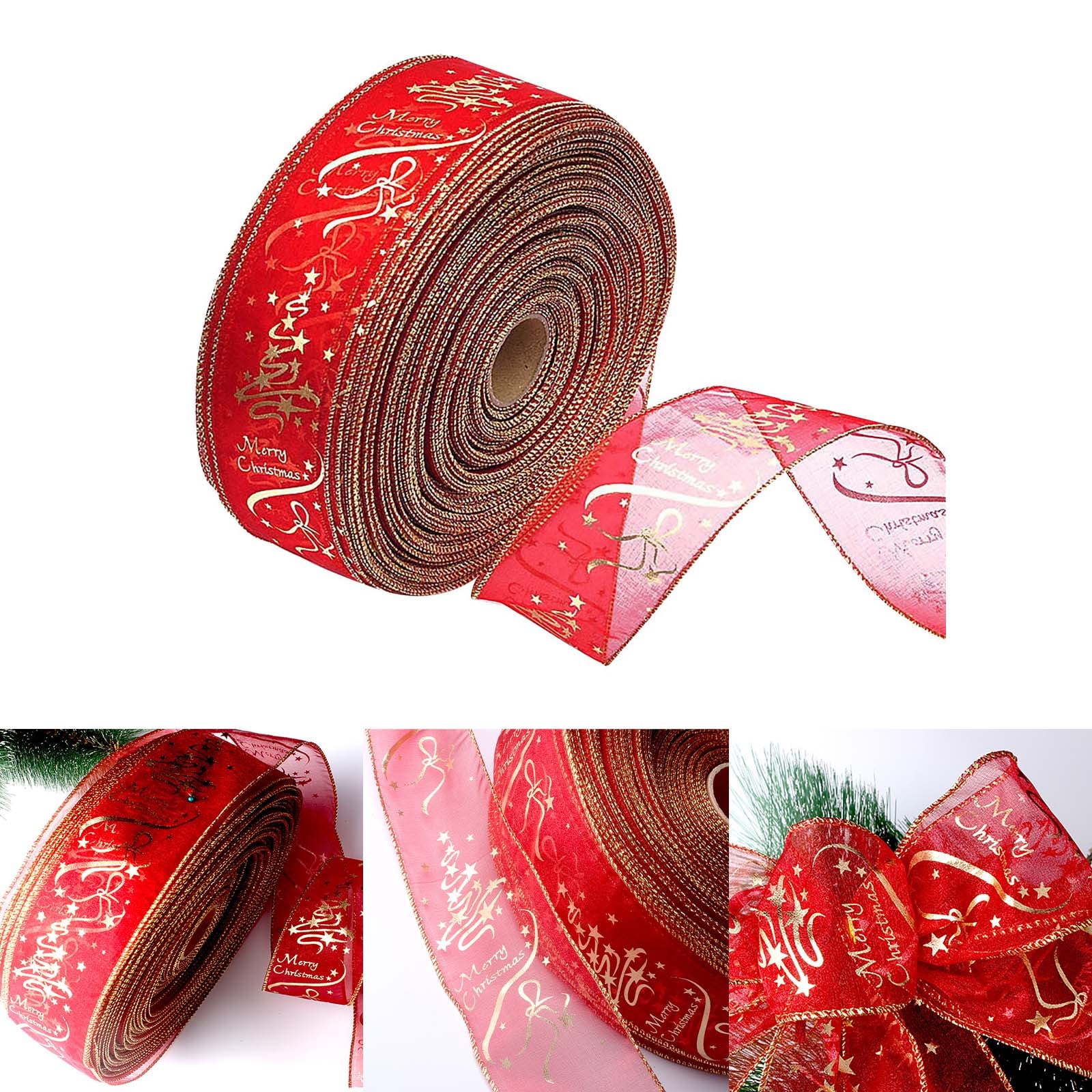 Summer 2024 Elegant Gold Printed Ribbon For Stunning Christmas Tree ...