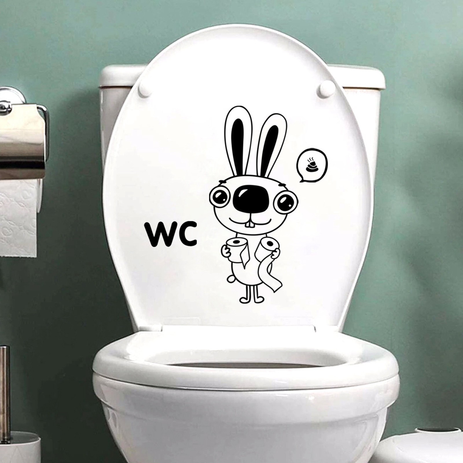 Summer 2024 English Logo Stickers WC Rabbit Wall Stickers Toilet ...