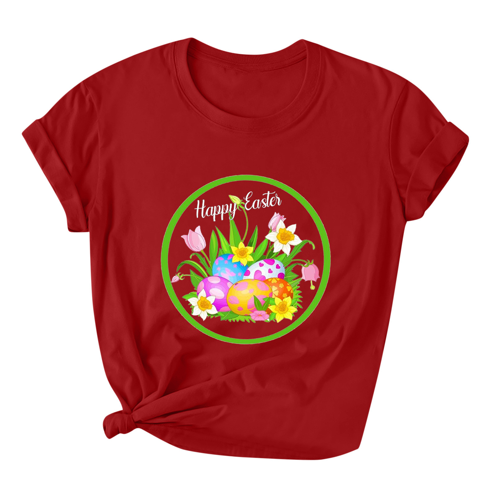 Summer 2024 Happy Easter T-Shirt for Women Cute Easter Egg Print Tees ...