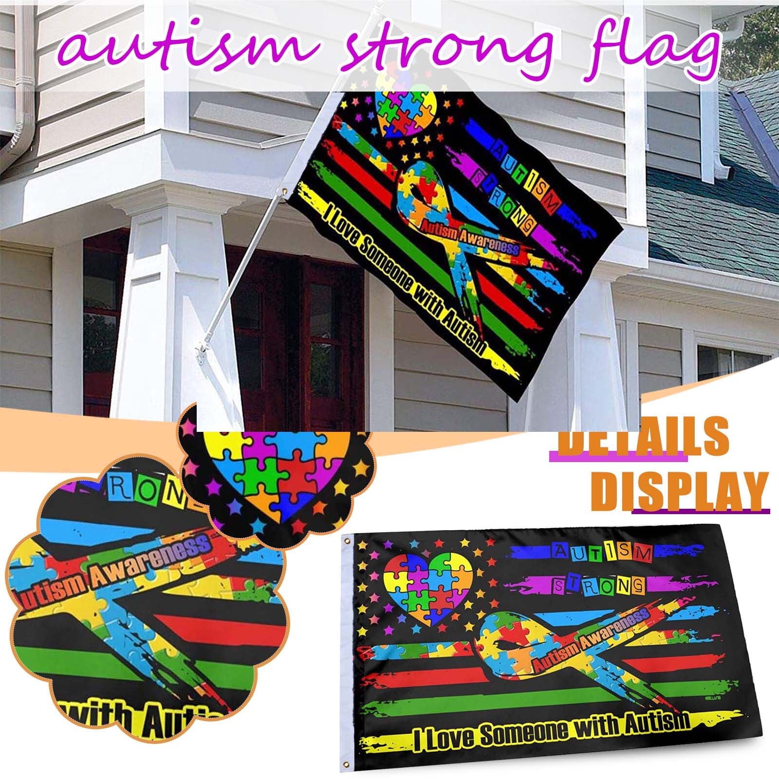 Summer 2024 Puzzle Autism Awareness Strong Garden Flag Vertical Double ...