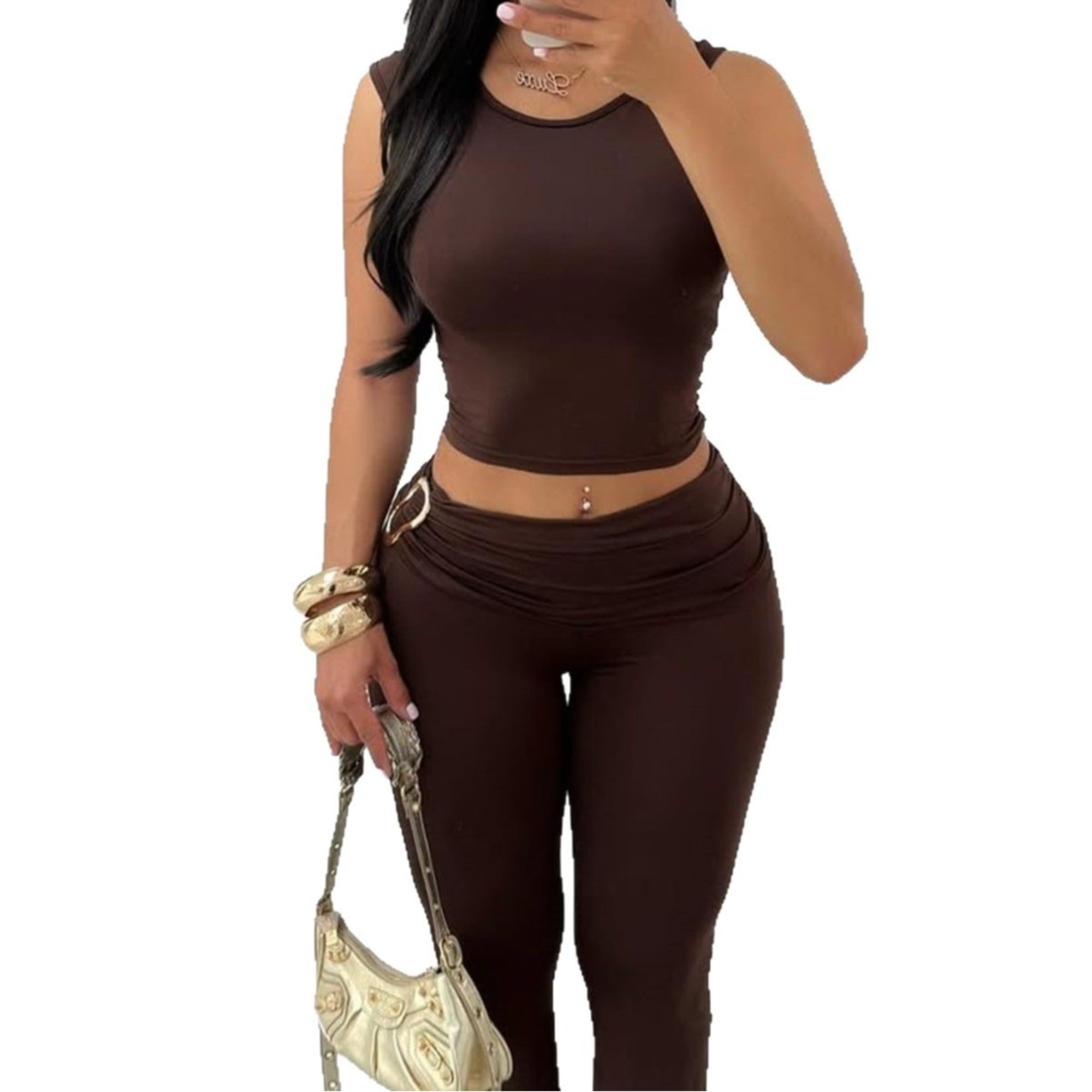 Summer 2025 European and American women's open belly button sleeveless ...