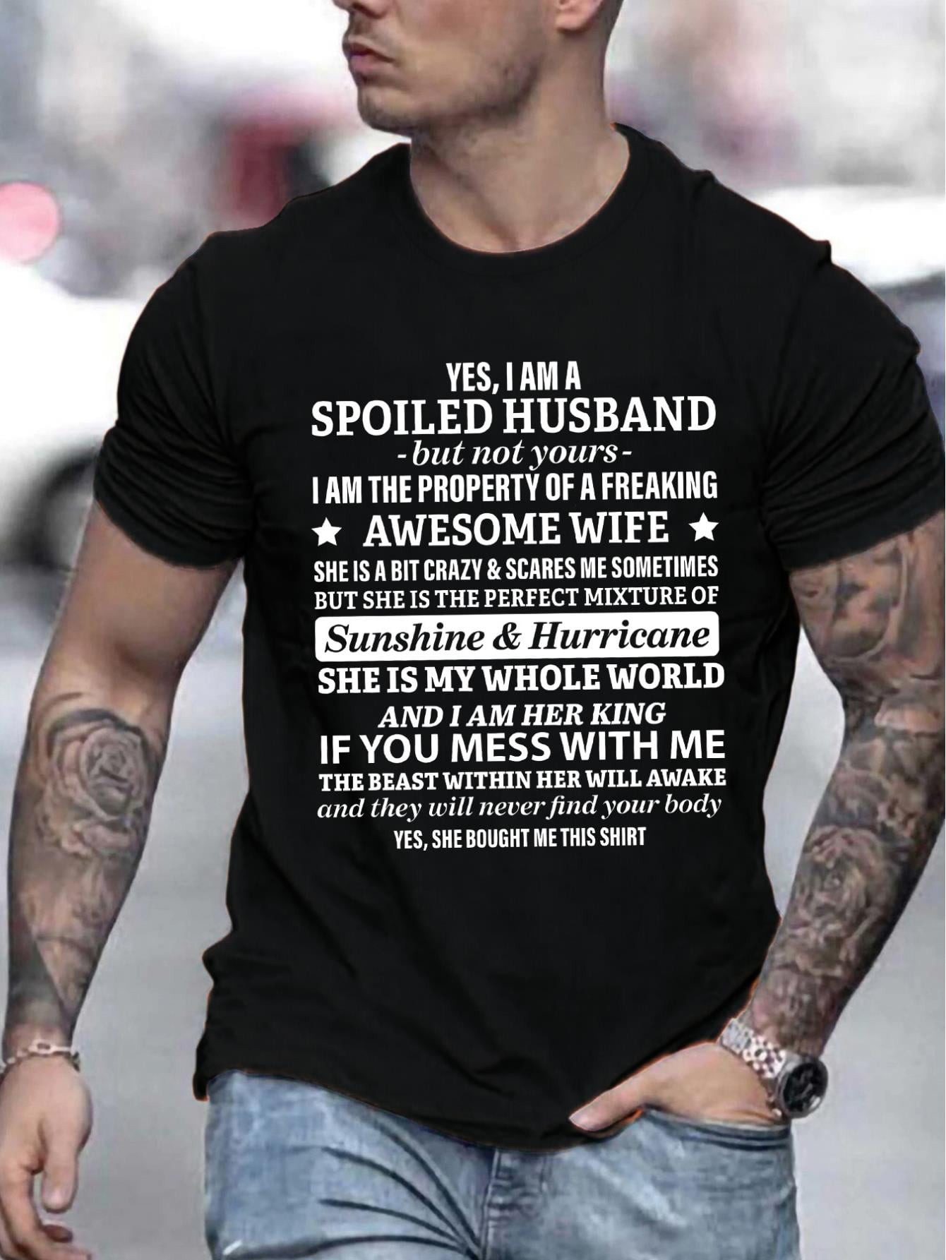 [Summer 2025 Exclusive T-shirt]-Spoiled Husband Print, Men's Niche Crew ...